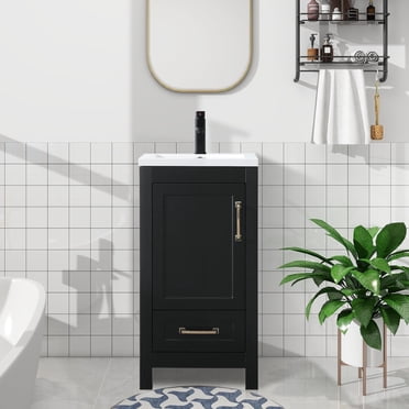 Mainstays 17.75" Bathroom Vanity Cabinet with Cultured Marble Sink ...