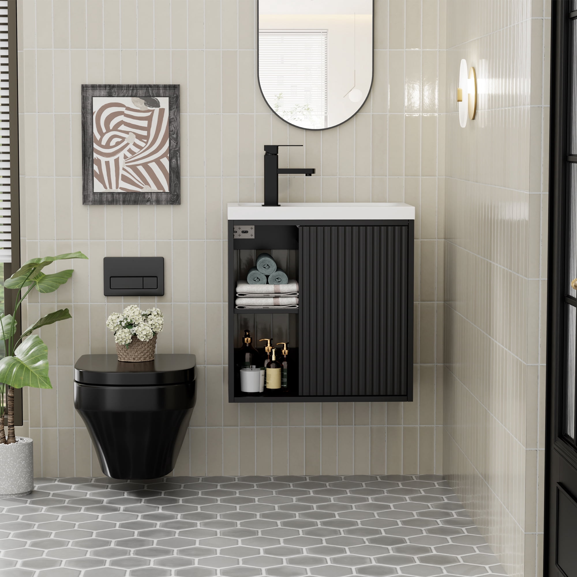 Eclife 20" Wall Mounted Small Bathroom Vanity with Integrated Sink ...