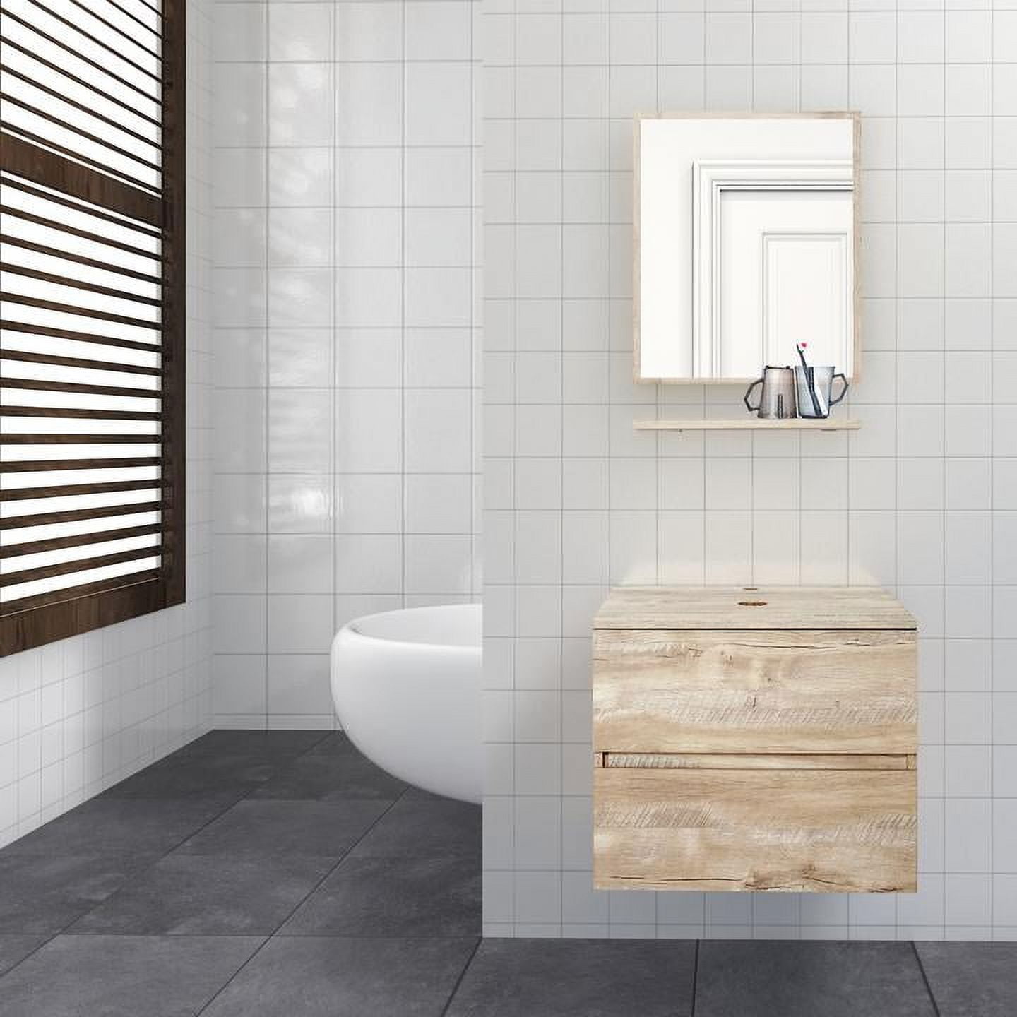 Eclife 24" Wall Mounted Bathroom Vanity Only with Mirror,2 Drawers ...