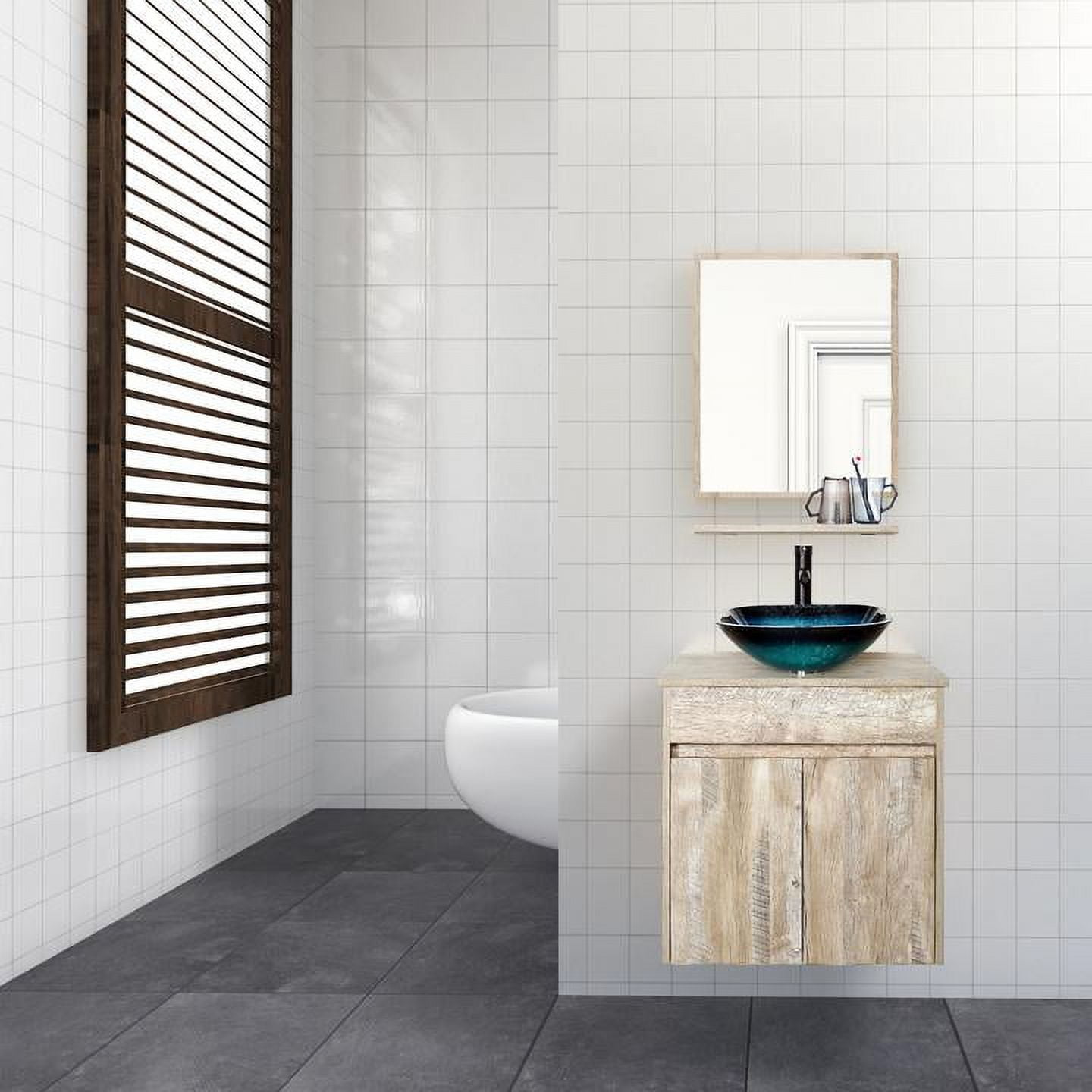 Eclife 24" Wall Mounted Bathroom Vanity with Glass Vanity Top, Mirror ...