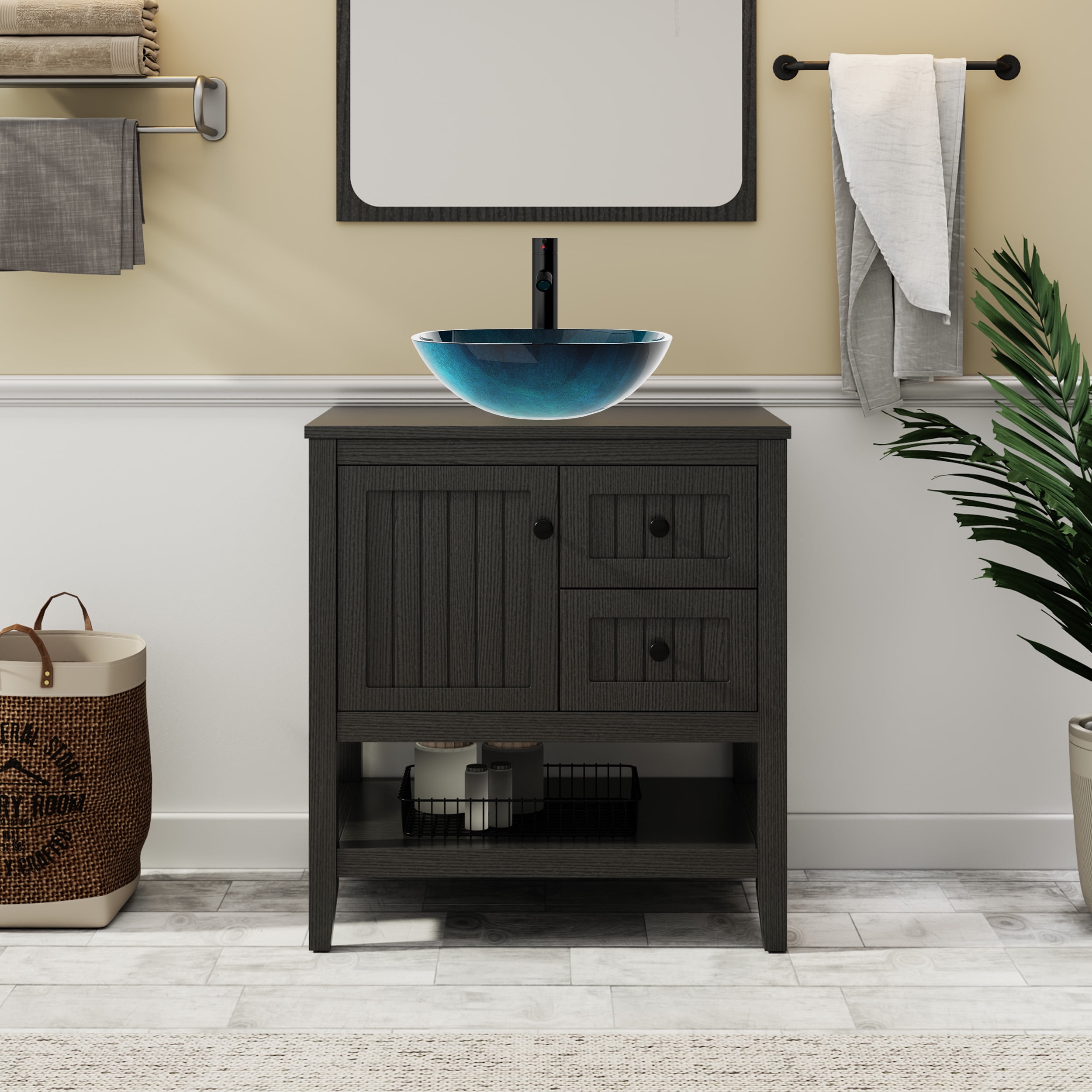 Eclife 30" Freestanding Bathroom Vanity Set with Vessel Sink, Faucet and Drain - Walmart.com