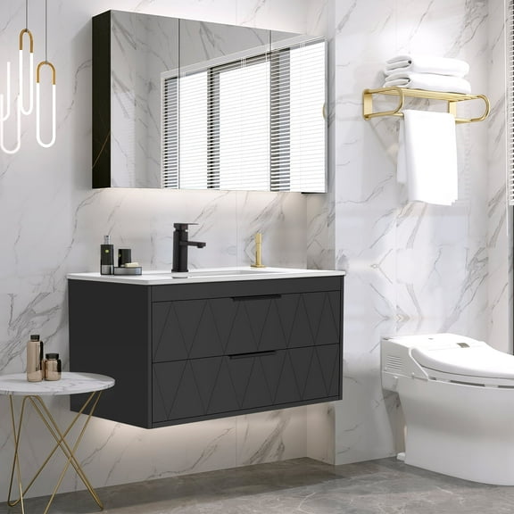 Bathroom Vanity 30'' Bathroom Vanity with Top Sink, Modern Bathroom ...