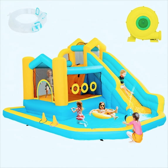 Eclife Castle Theme Outdoor Inflatable Water Slides Bounce House, 1 ...
