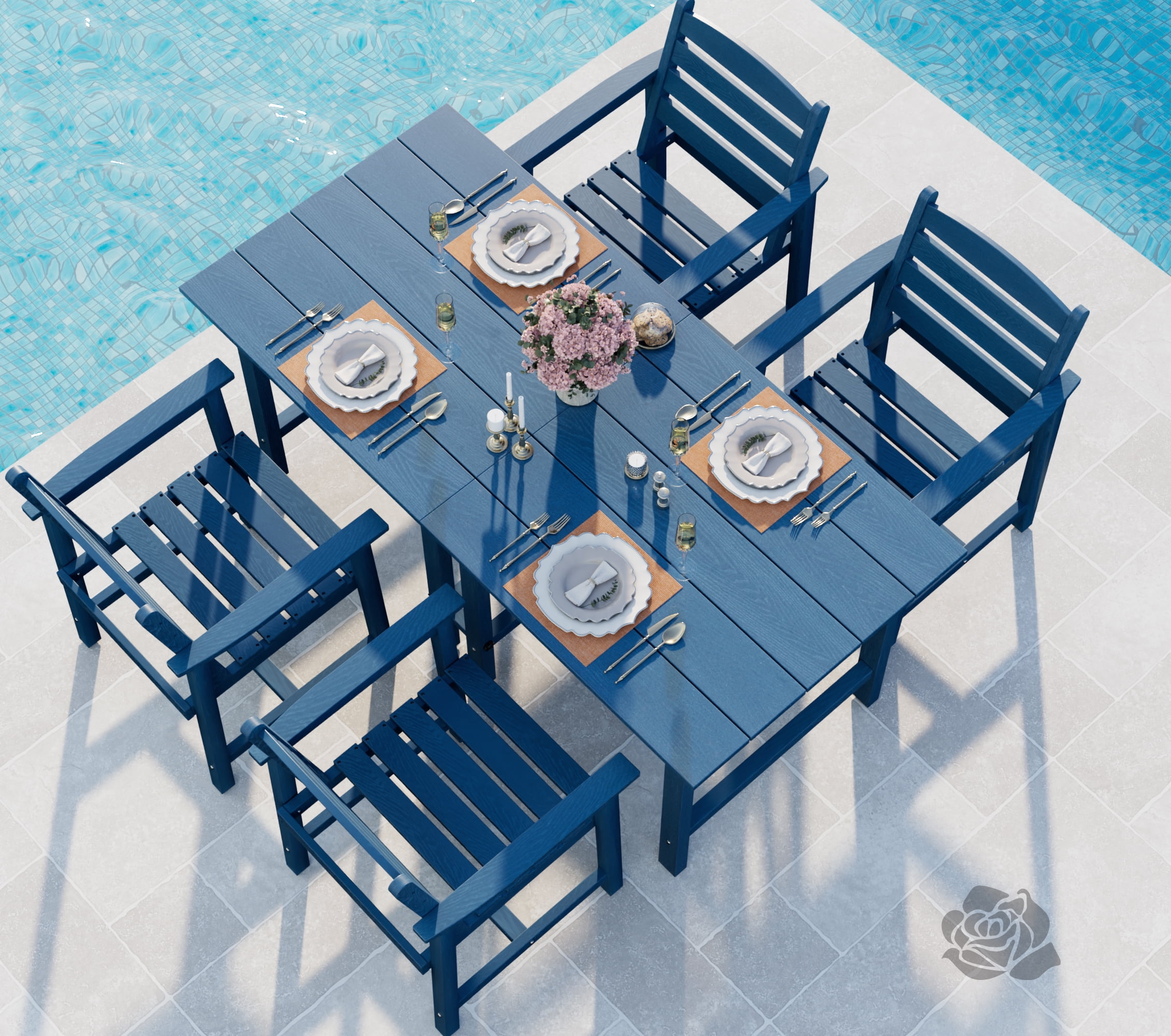 Eclife Outdoor Patio Dining Tables Set Of 2 Attachable Plastic HDPE ...