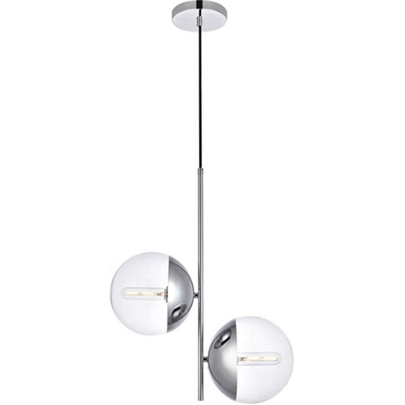 Eclipse 2 Lights Pendant Ceiling Light with Clear Glass, Chrome ...