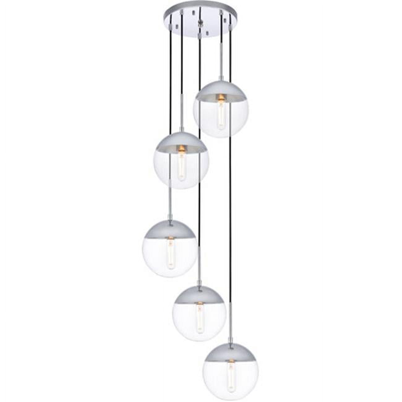 Eclipse 5 Lights Pendant Ceiling Light with Clear Glass, Chrome ...