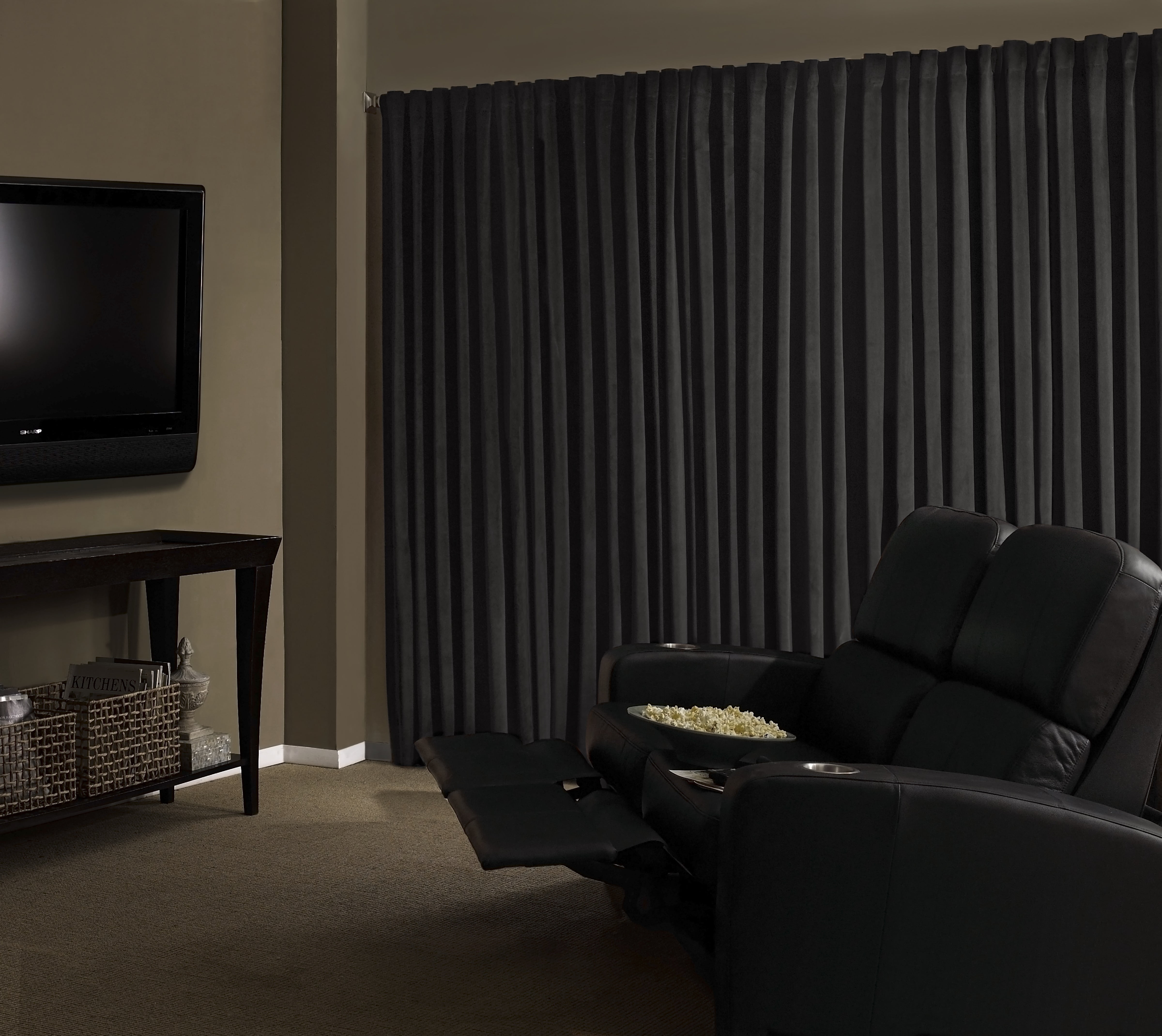 Eclipse Absolute Zero Velvet 100% Solid Blackout Home Theater Curtain ...