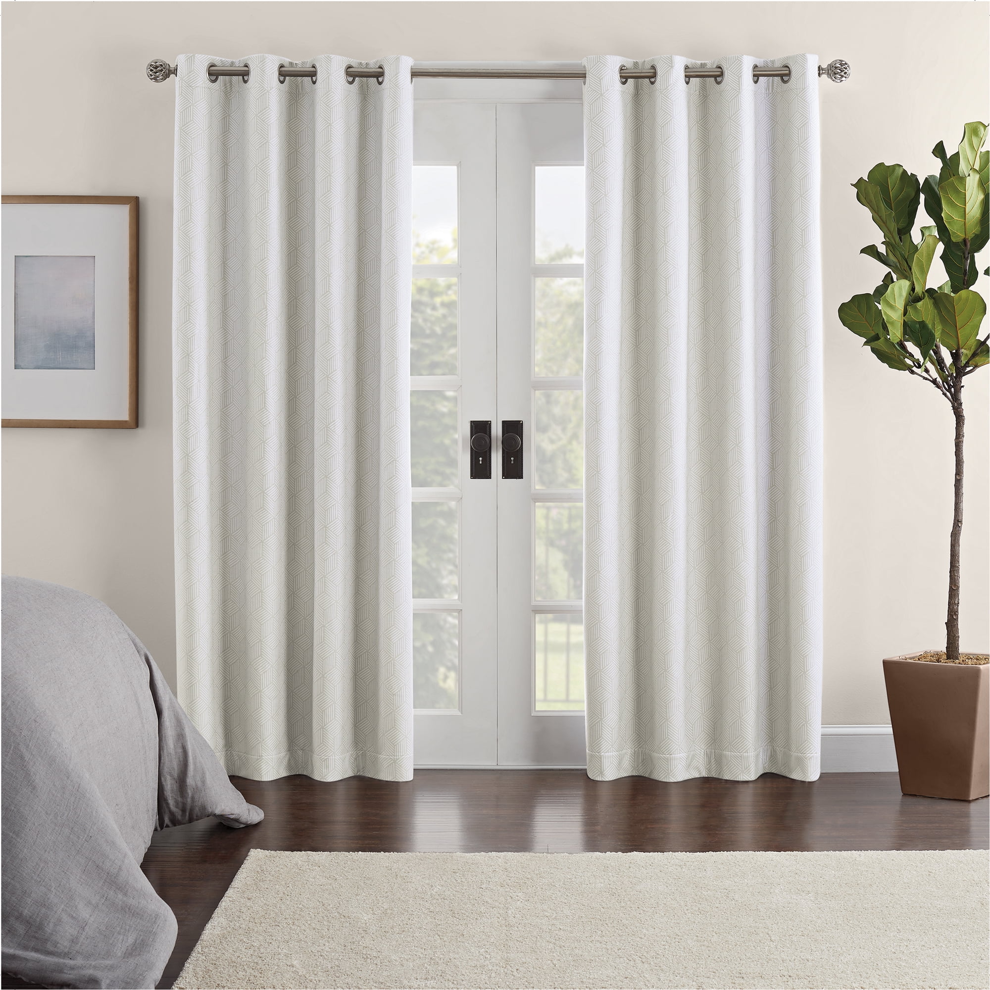Eclipse Allure Geo Draft Stopper, 100% Blackout Grommet Top Curtain ...
