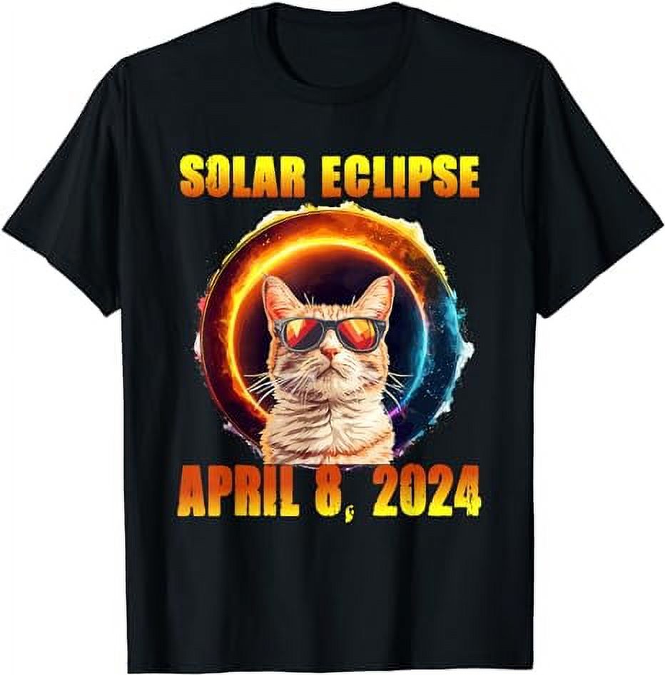 Eclipse April 8 2024 Event Eclipse Cat T-Shirt - Walmart.com
