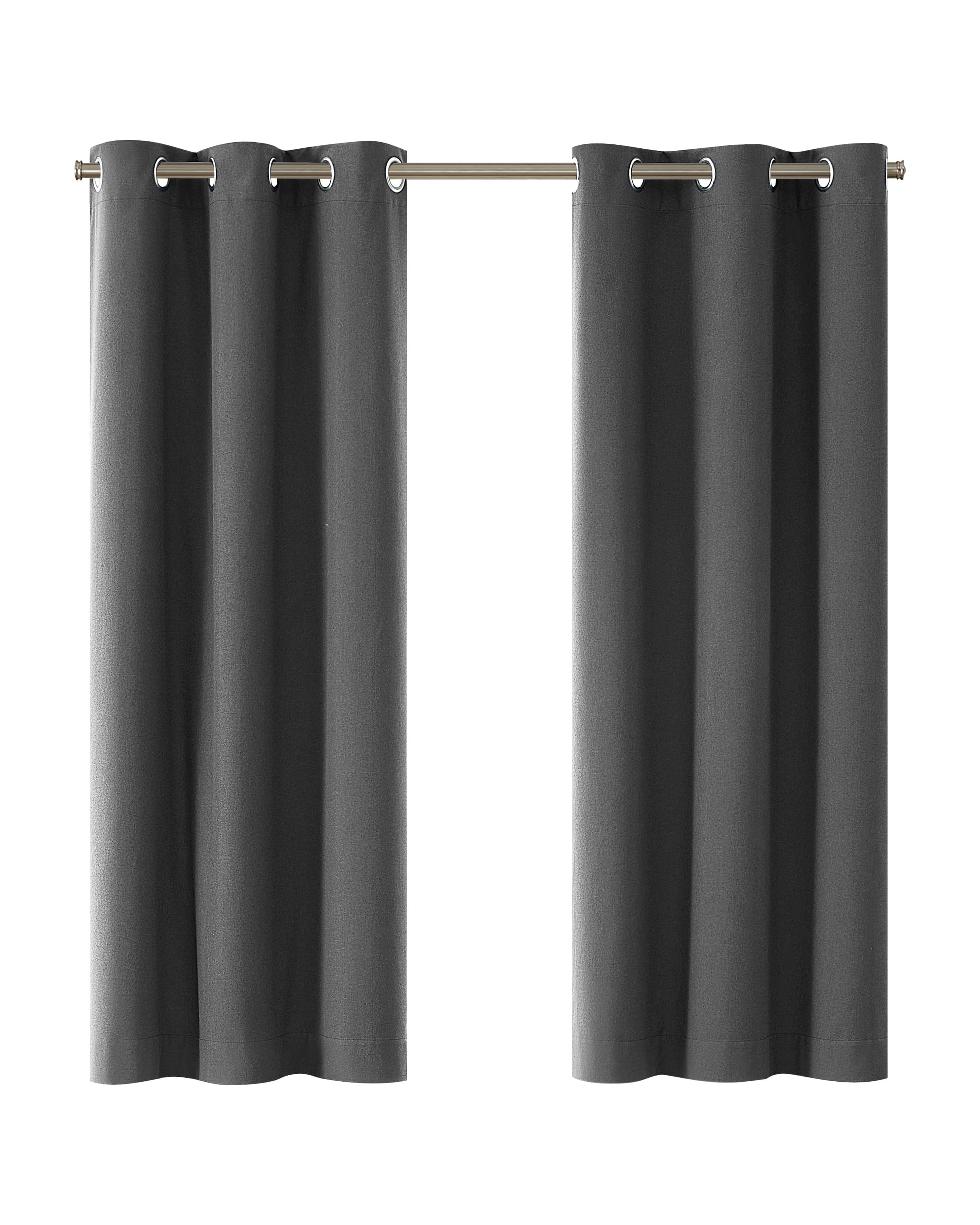 Eclipse Corte Solid Grey Flannel Blackout Grommet Top Single Curtain ...