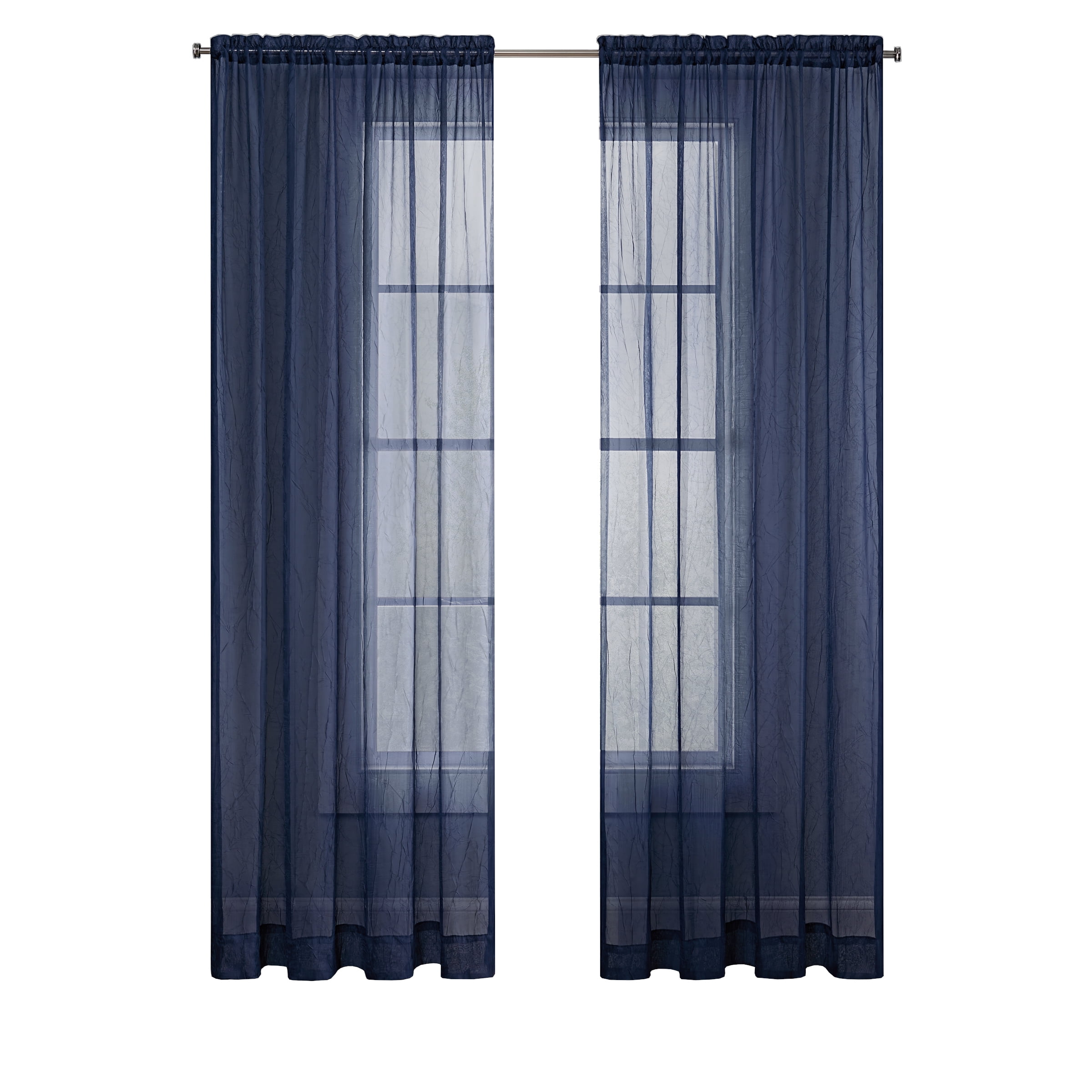 Eclipse Emina Crushed Sheer Voile Rod Pocket, Single Curtain Panel, 52 ...