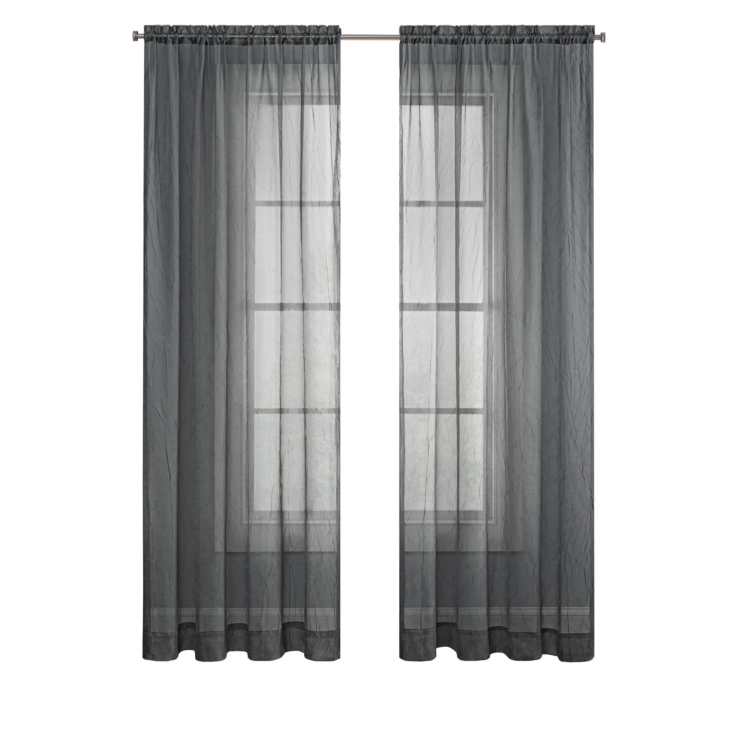 Eclipse Emina Crushed Sheer Voile Rod Pocket, Single Curtain Panel, 52 ...