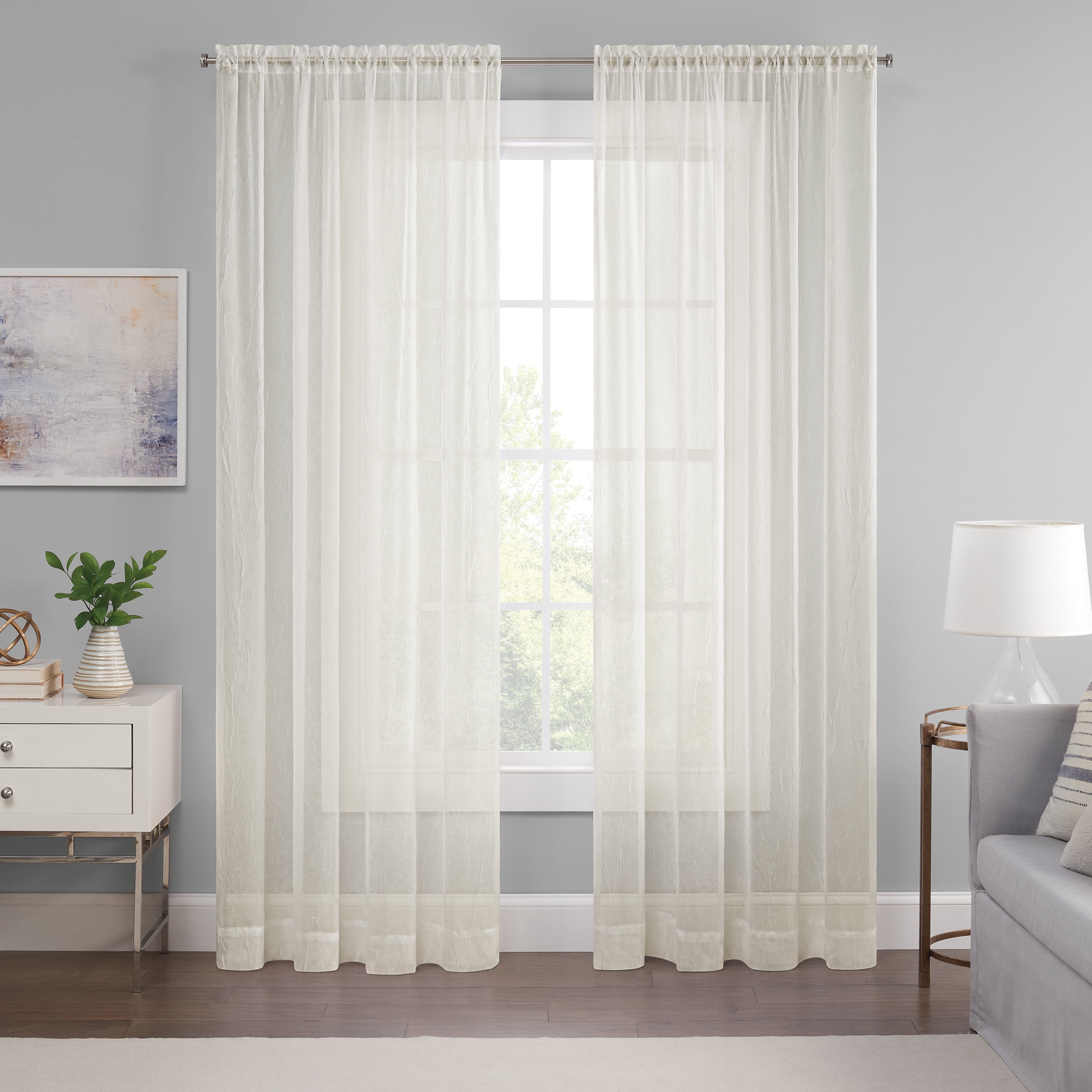 Eclipse Emina Crushed Sheer Voile Window Curtain Panel, Rod Pocket, 1 ...