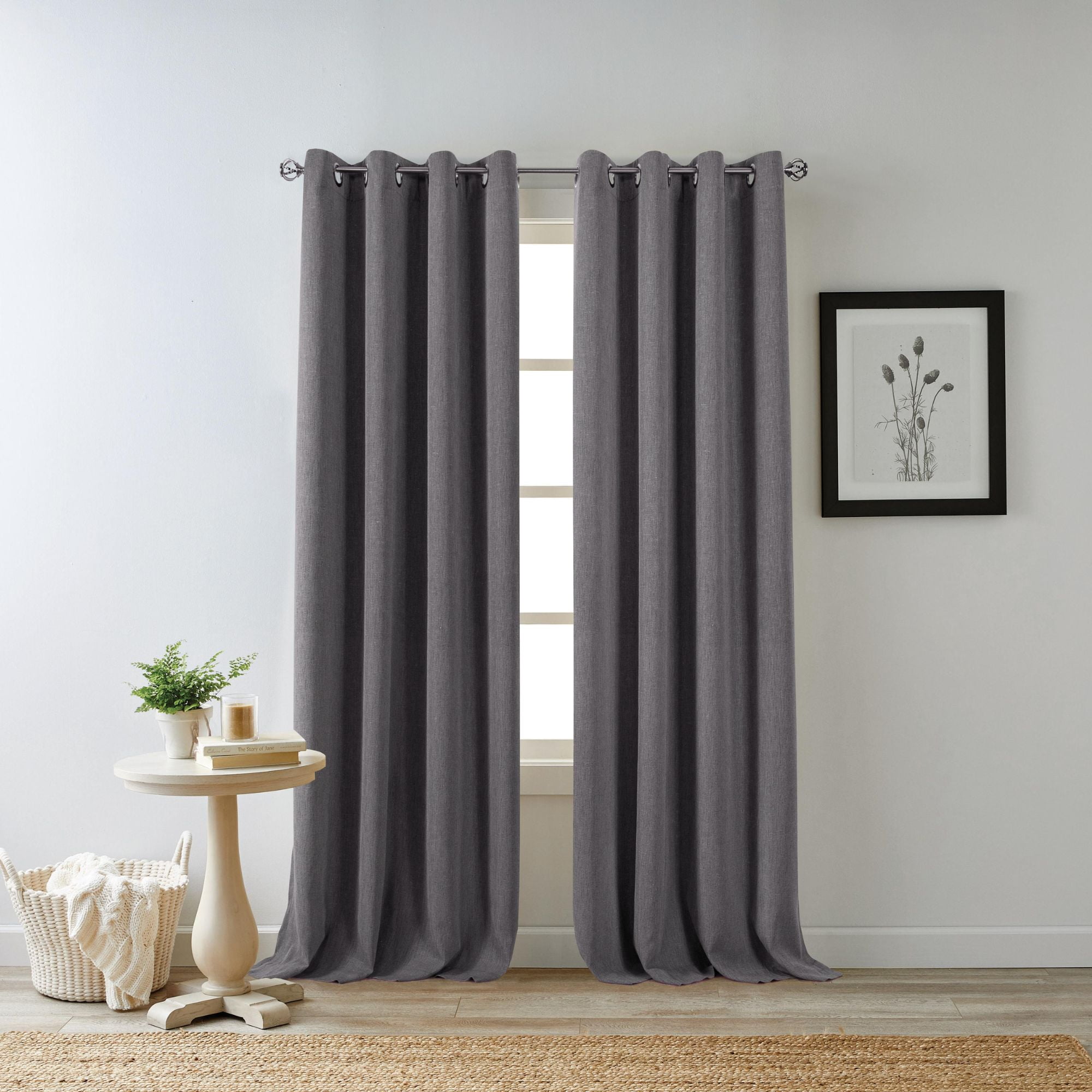 Eclipse Hadley 100% Blackout Curtain Panel, Linen Blend Grommet Window Curtain, 1 Panel, 50 In ...