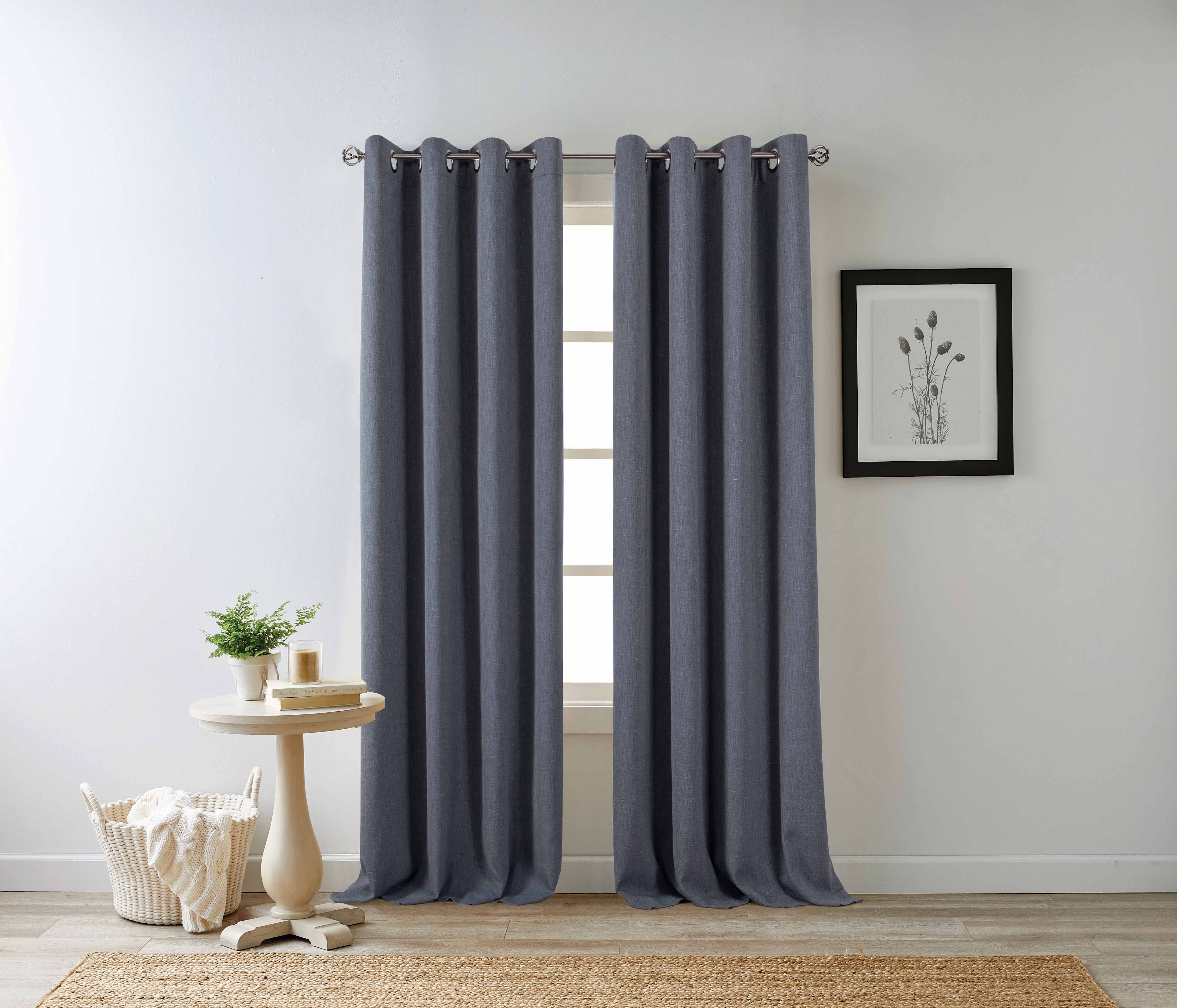 Eclipse Hadley 100% Blackout Curtain Panel, Linen Blend Grommet Window Curtain, 1 Panel, 50 In ...