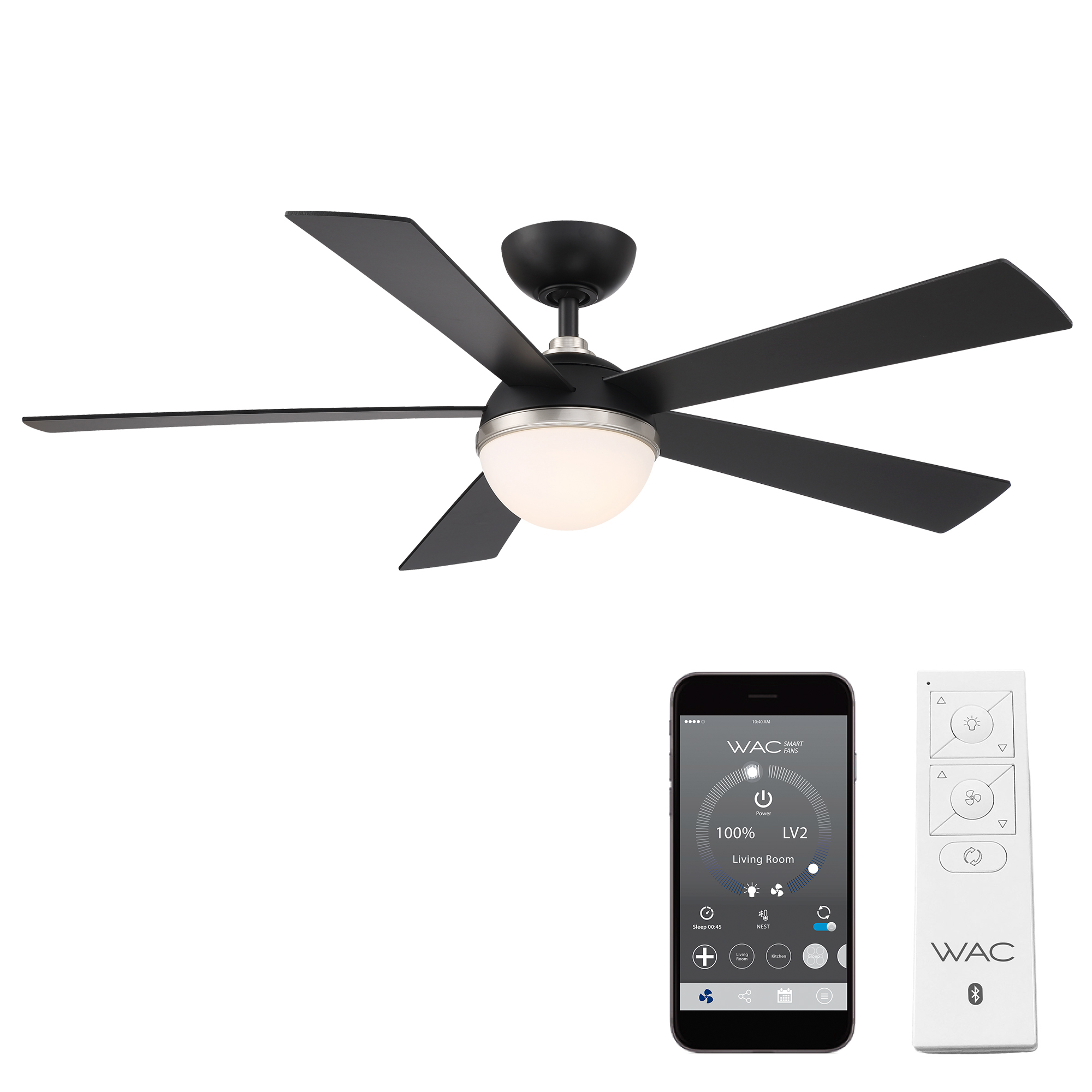 EVO 1 Brushed Chrome LED Lighting with Remote Ceiling Fan - Walmart.com