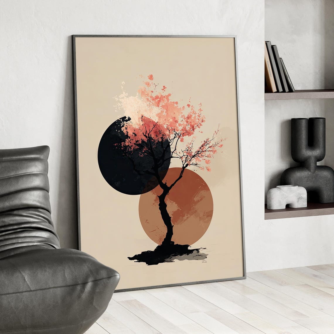 Eclipse Japandi Sakura Tree Minimalist Wabi Sabi Scandinavian Nature ...