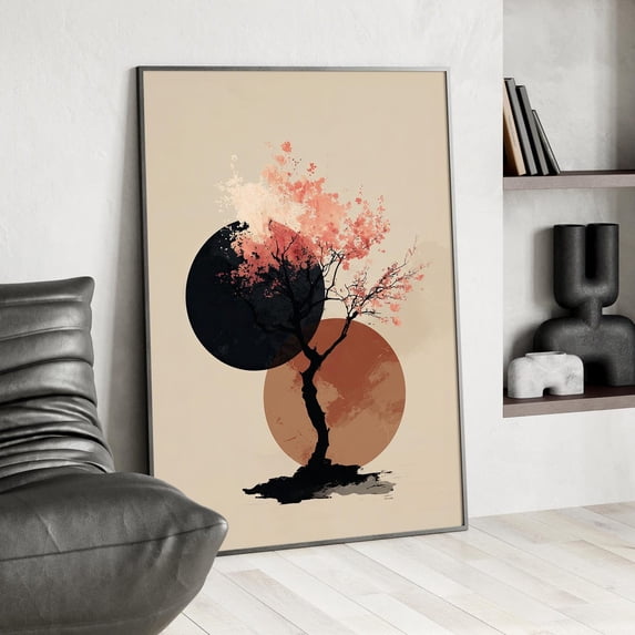 Eclipse Japandi Sakura Tree Minimalist Wabi Sabi Scandinavian Nature ...