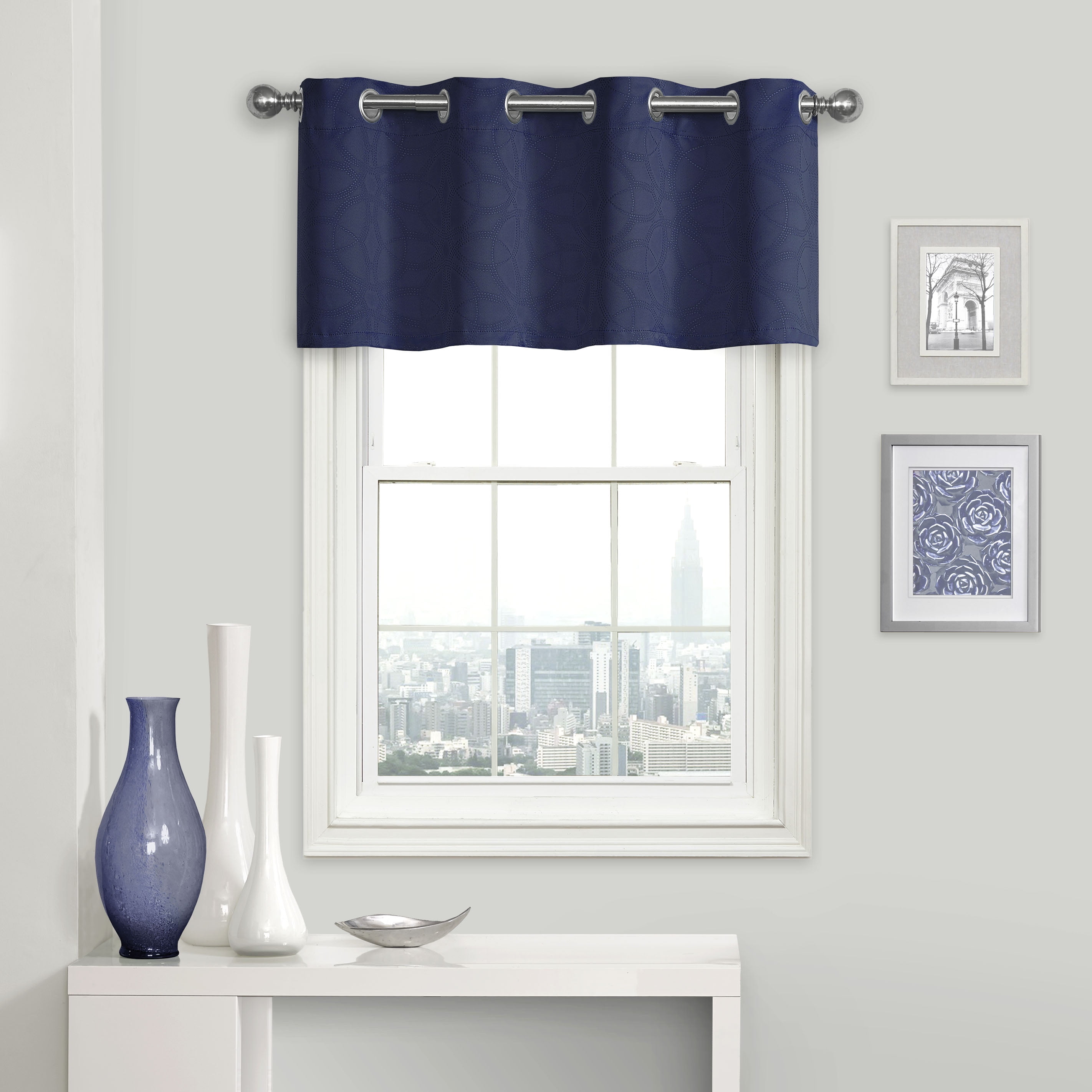 Eclipse Kingston Pinsonic Blackout Thermaweave Valance, Navy Blue ...