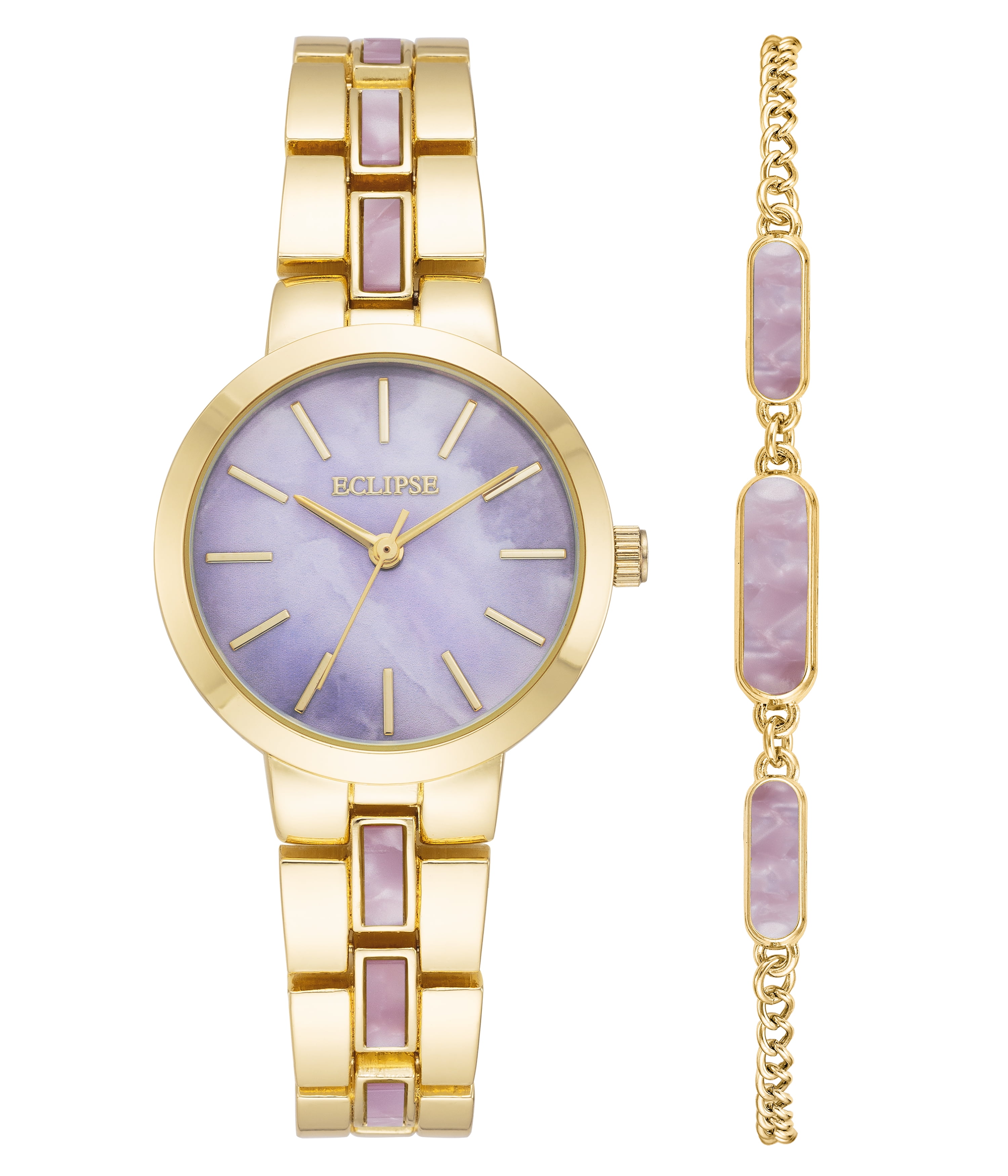 Eclipse Ladies Adult Lavender Dial Watch and Bracelet Set - Walmart.com