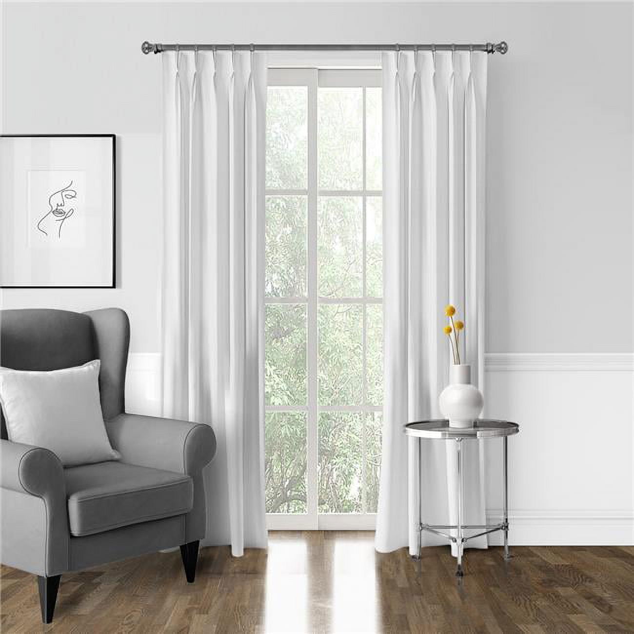 Eclipse Linen Pinch Pleat Drapery Panel, White - 40 x 84 in. - Pack of ...