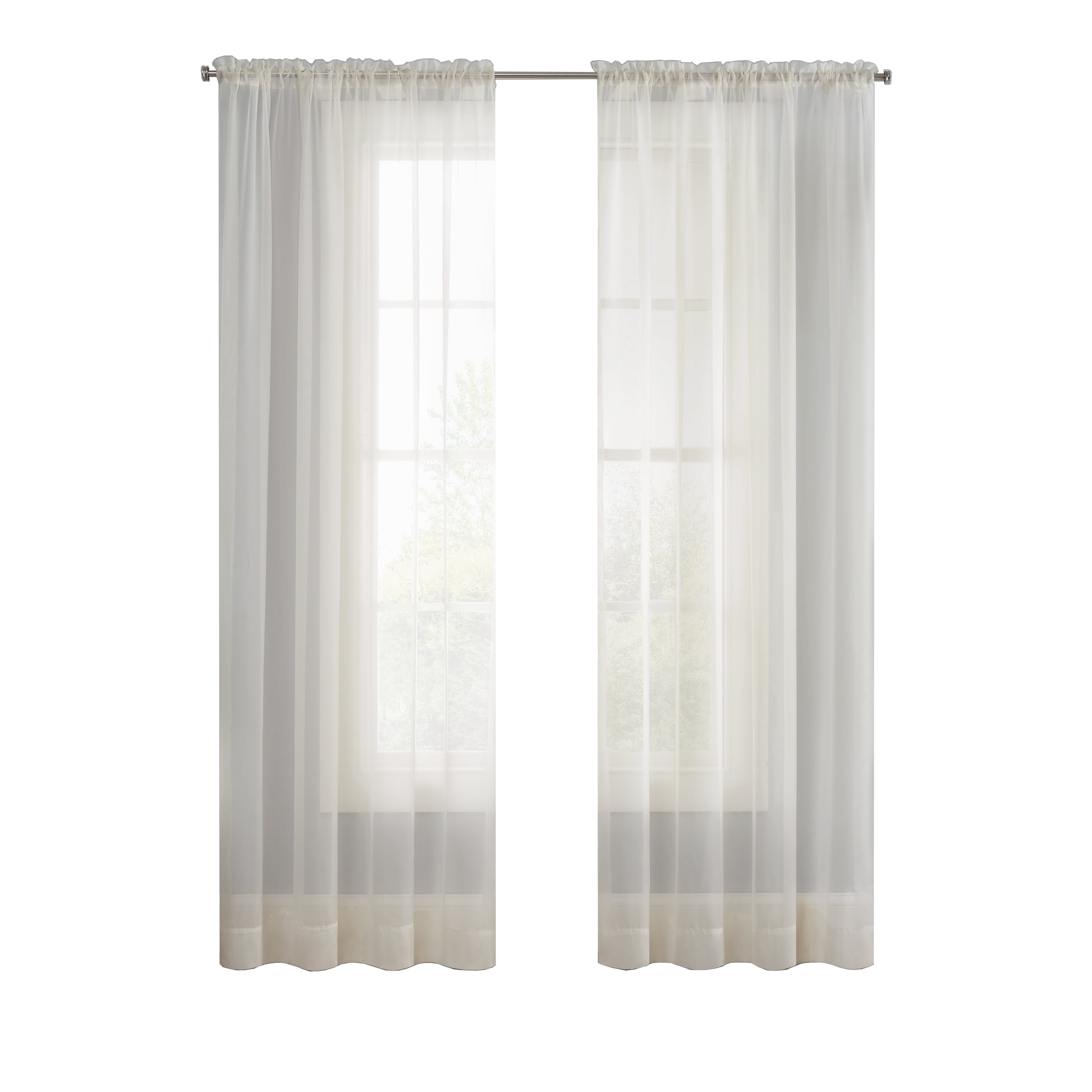 Eclipse Livia Sheer Rod Pocket 59 x 63 Curtain Panel in Ivory - Walmart.com