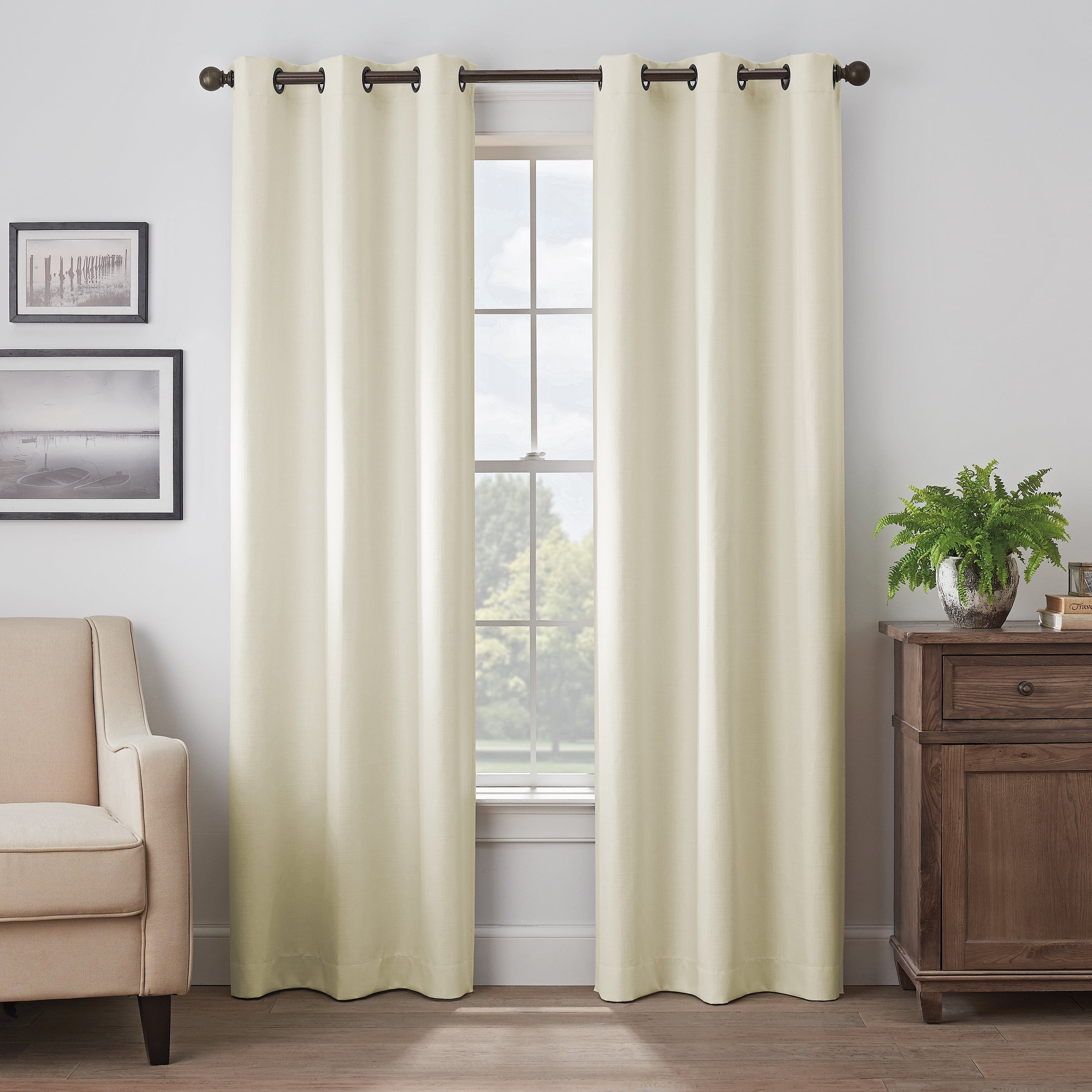 Eclipse Martina Solid Absolute Zero 100% Blackout Grommet Top Single Window Panel, Ivory, 40 x ...