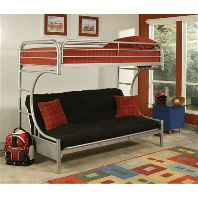 Eclipse Metal Twin over Full Futon Bunk Bed in Silver - Walmart.com
