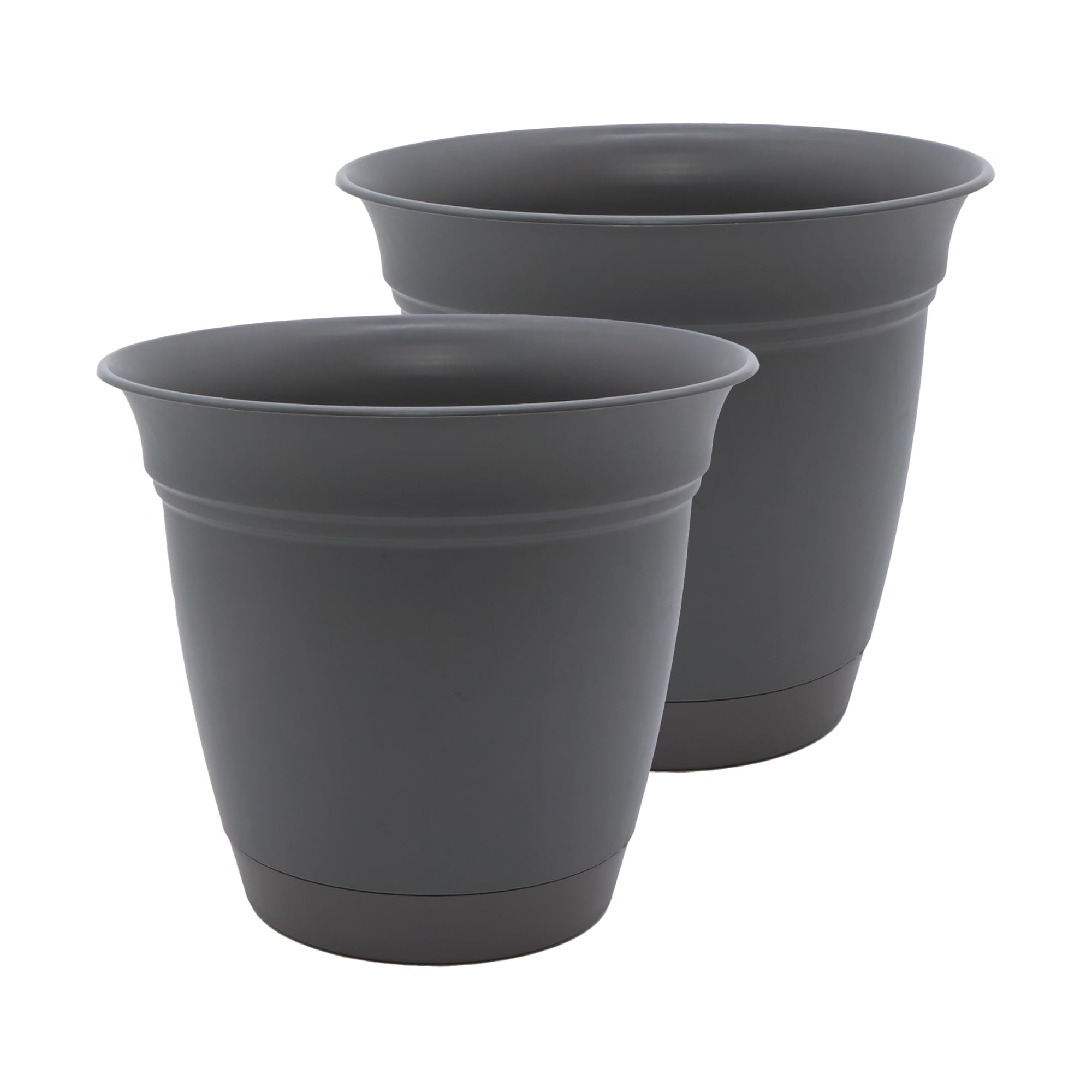 Eclipse Planter for Flowers Herbs, Round Plastic Pot with Drainage Holes, Indoor Outdoor Use, UV ...