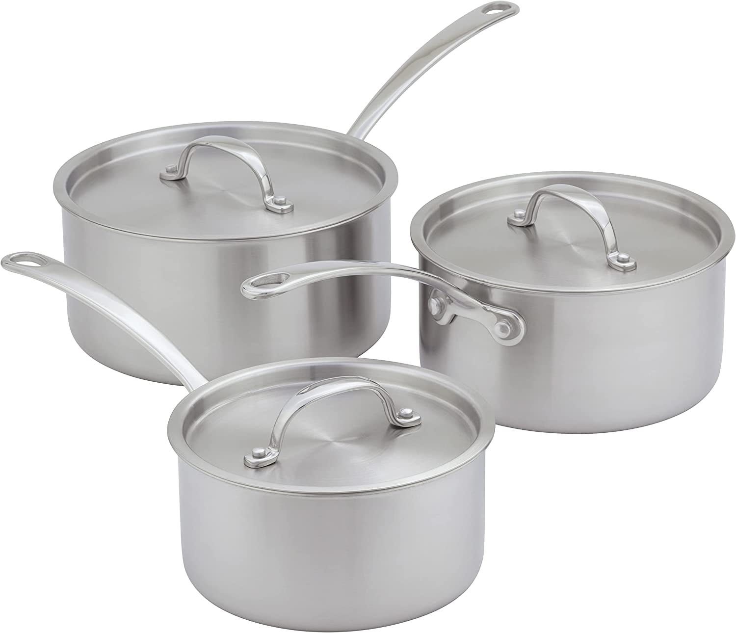 Eclipse STPA1 6-Piece Set of Saucepans, 1.5QT, 3QT and 4QT Saucepans with Weighted Stainless ...