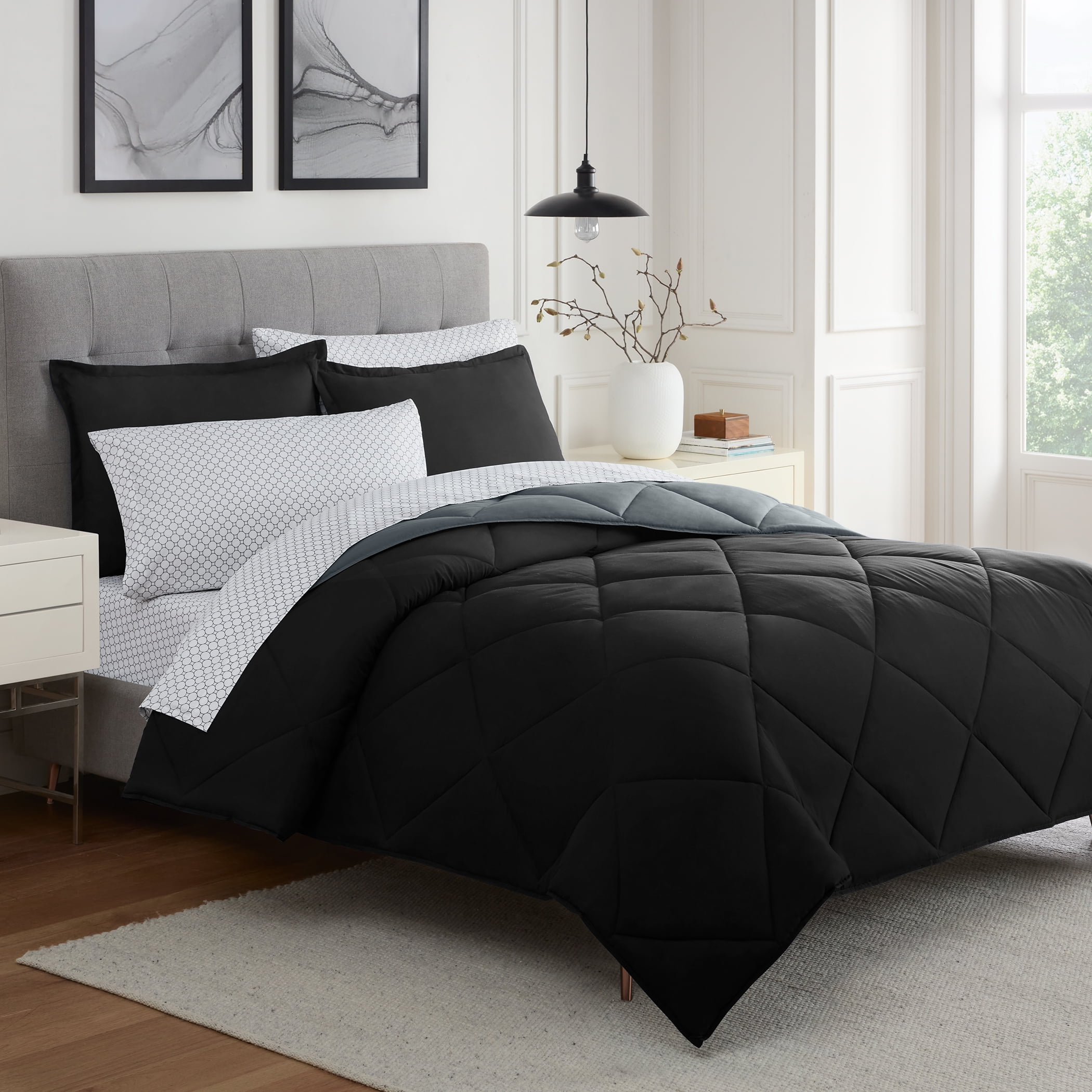 Eclipse Sleep Solutions Moore Cooling Full 7 pc Bedding Set in Black ...