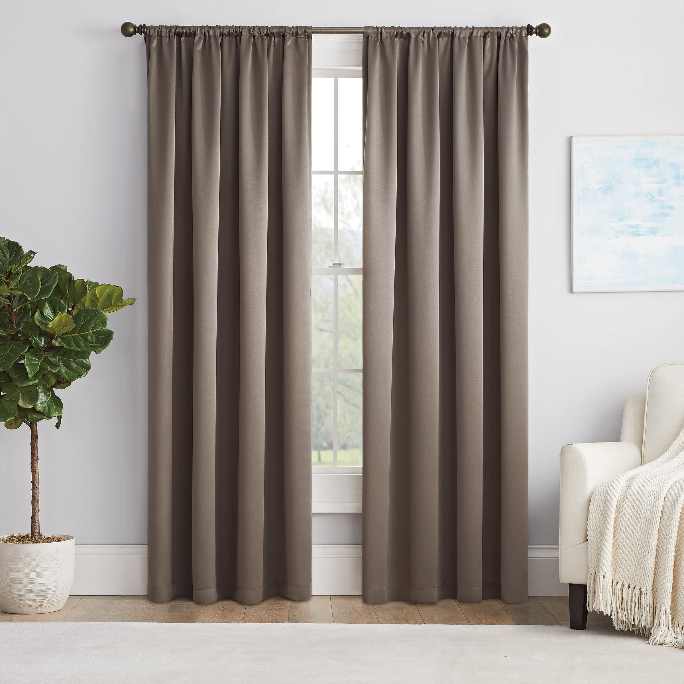 Eclipse Solid Thermapanel Room Darkening Rod Pocket Single Curtain ...