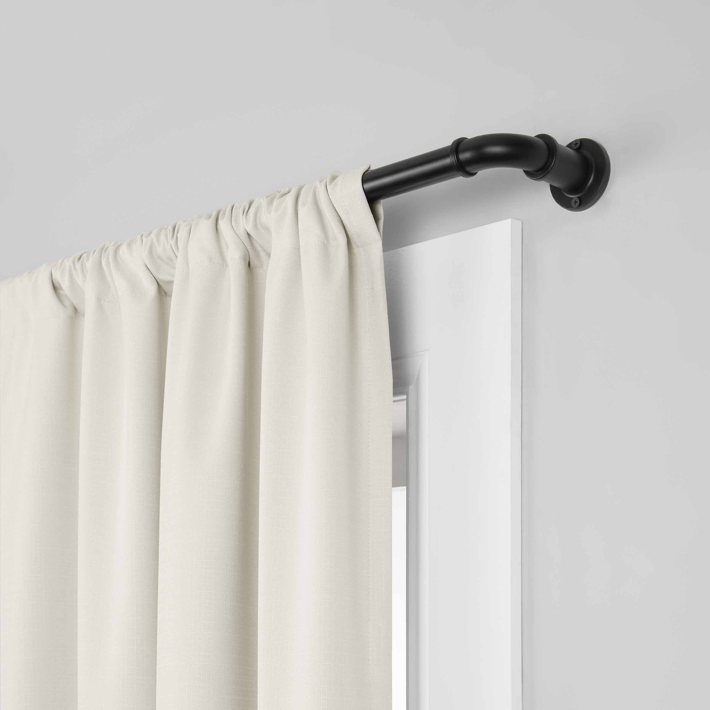Eclipse Curtain Rod 52% Zinc Alloy, 48% Steel Matte Black 36-66 in Wrap ...
