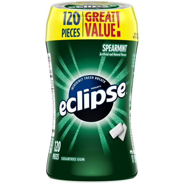 Eclipse Spearmint Sugar-Free Mint Flavor Chewing Gum - 120 ct Value Pack Bottle - Walmart.com