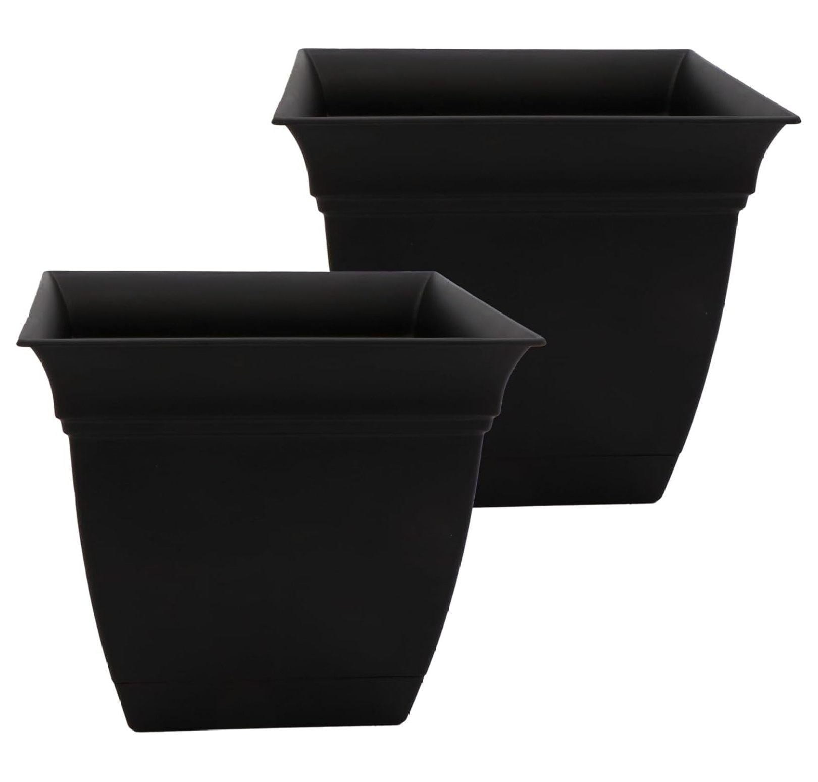 Eclipse Square Plastic Planter w/Attached Saucer - Outdoor & Indoor ...