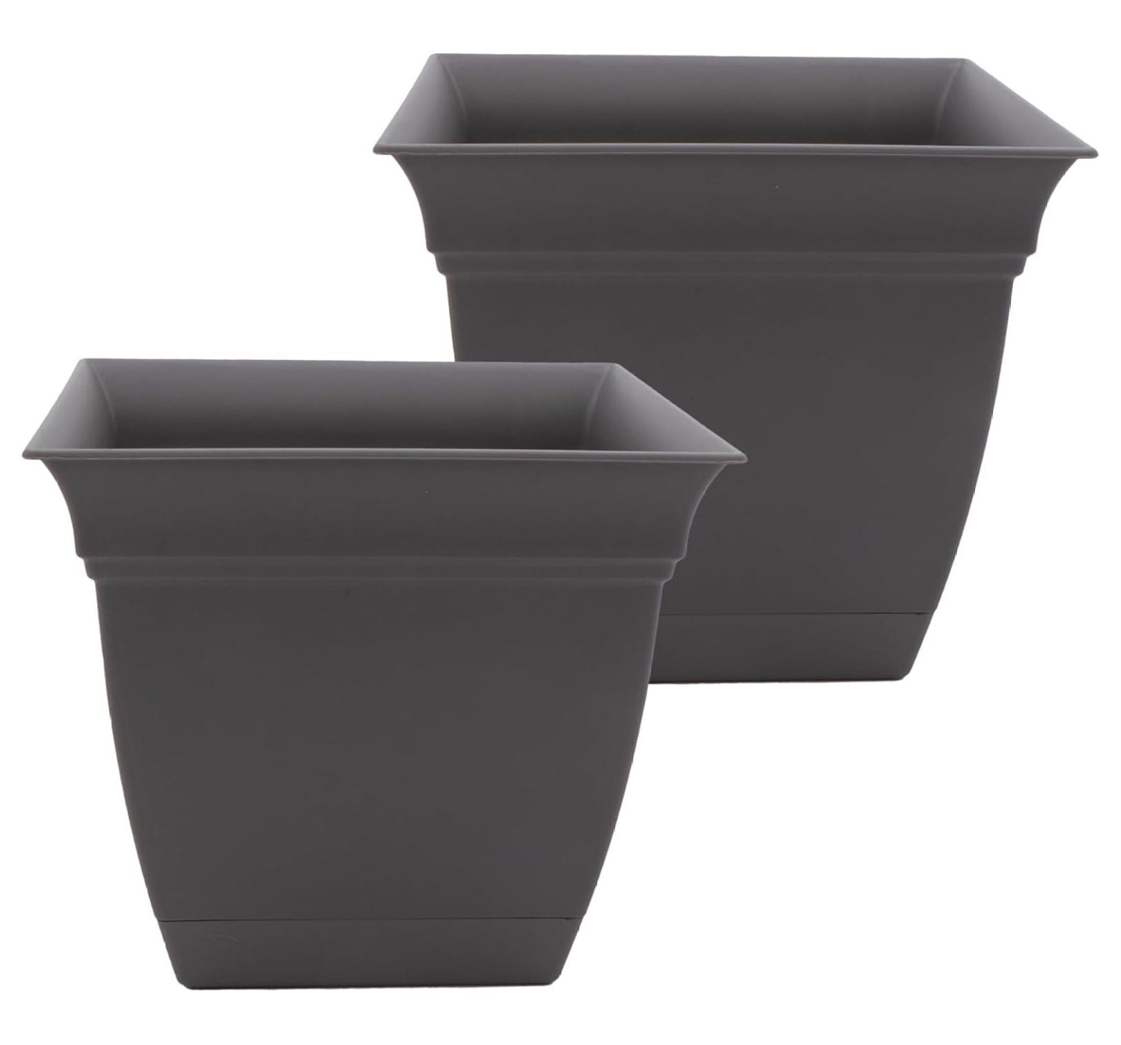 Eclipse Square Plastic Planter w/Attached Saucer - Outdoor & Indoor ...