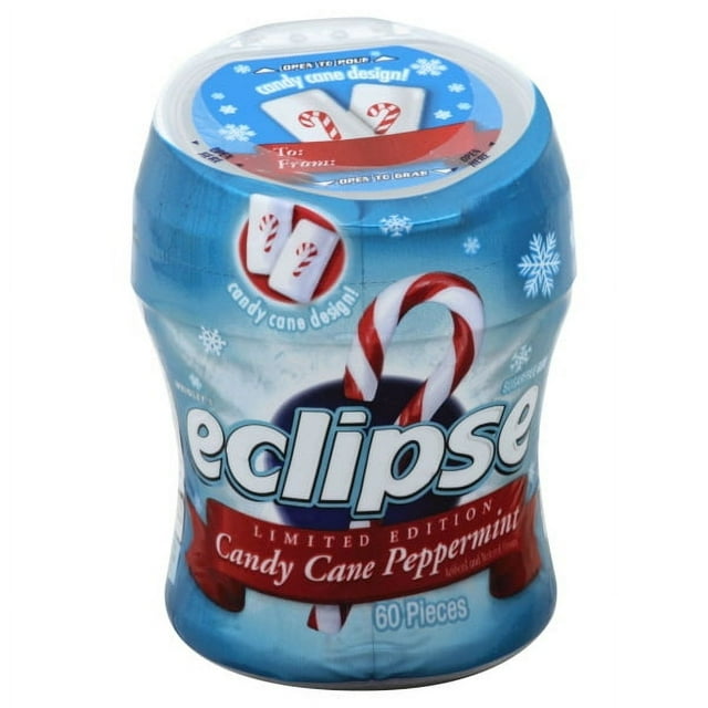 Eclipse Sugar Free Holiday Peppermint Candy Cane Chewing Gum, 2.9 Oz ...