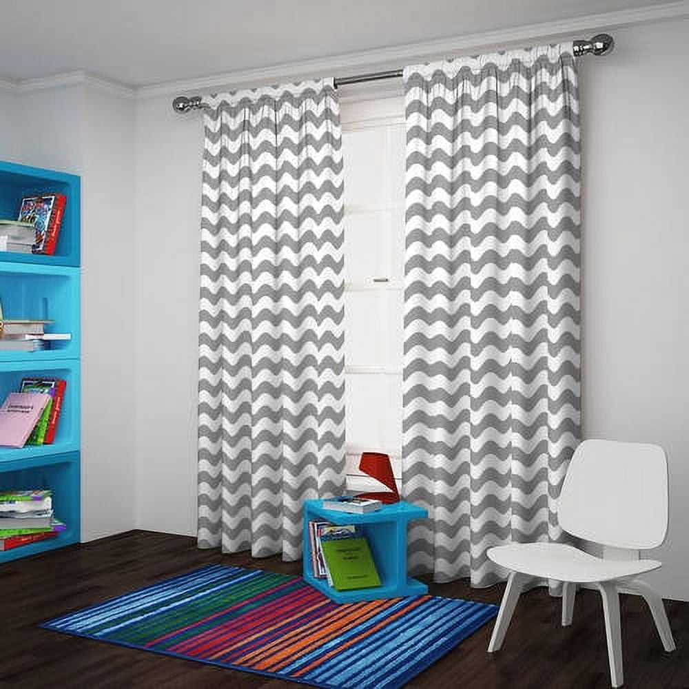 Eclipse Blackout Chevron Curtain Panel Gray 42x63 Room Darkening Noise ...
