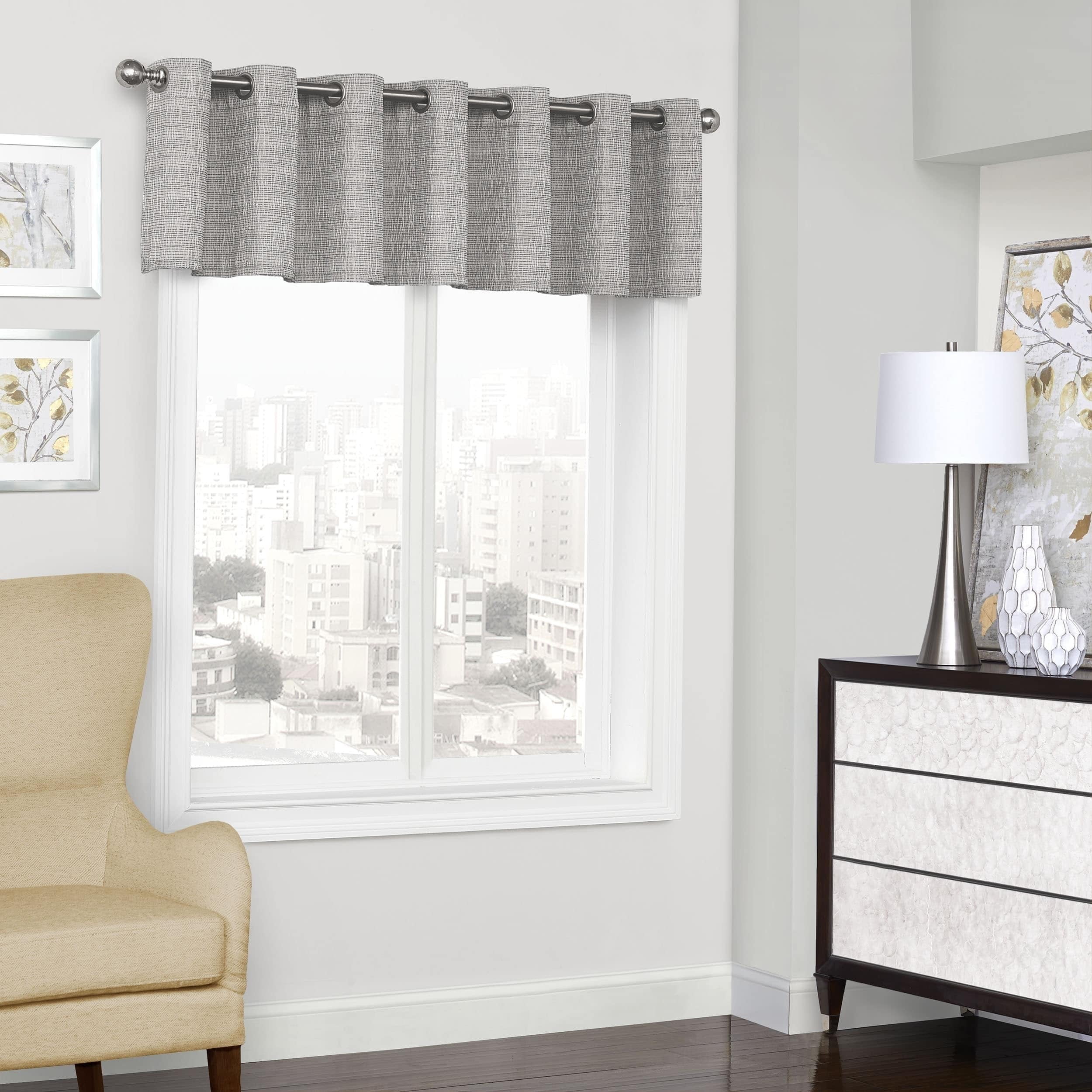 Eclipse Trevi Blackout Grommet Window Valance Grey - Walmart.com