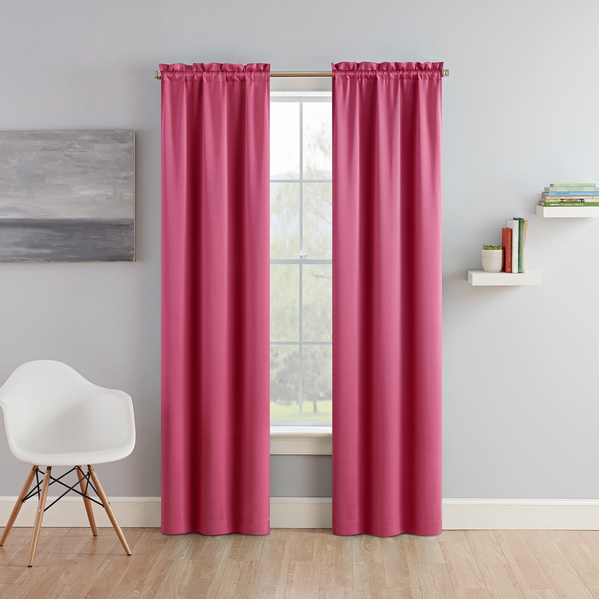 Eclipse Tricia Solid Curtain Panel Pair, Room Darkening Rod Pocket ...