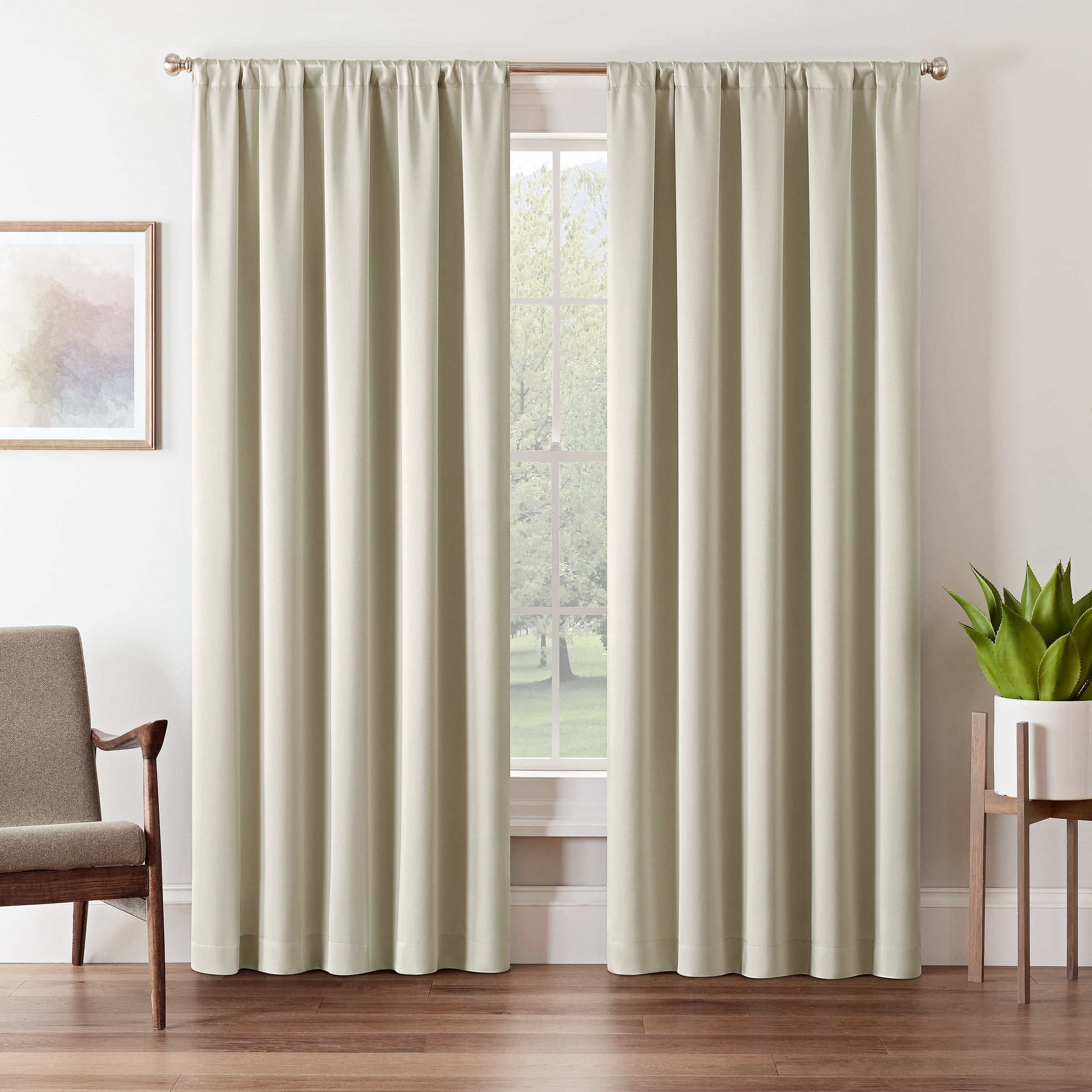 Eclipse Tricia Solid Curtain Panel, Room Darkening Rod Pocket Curtain ...