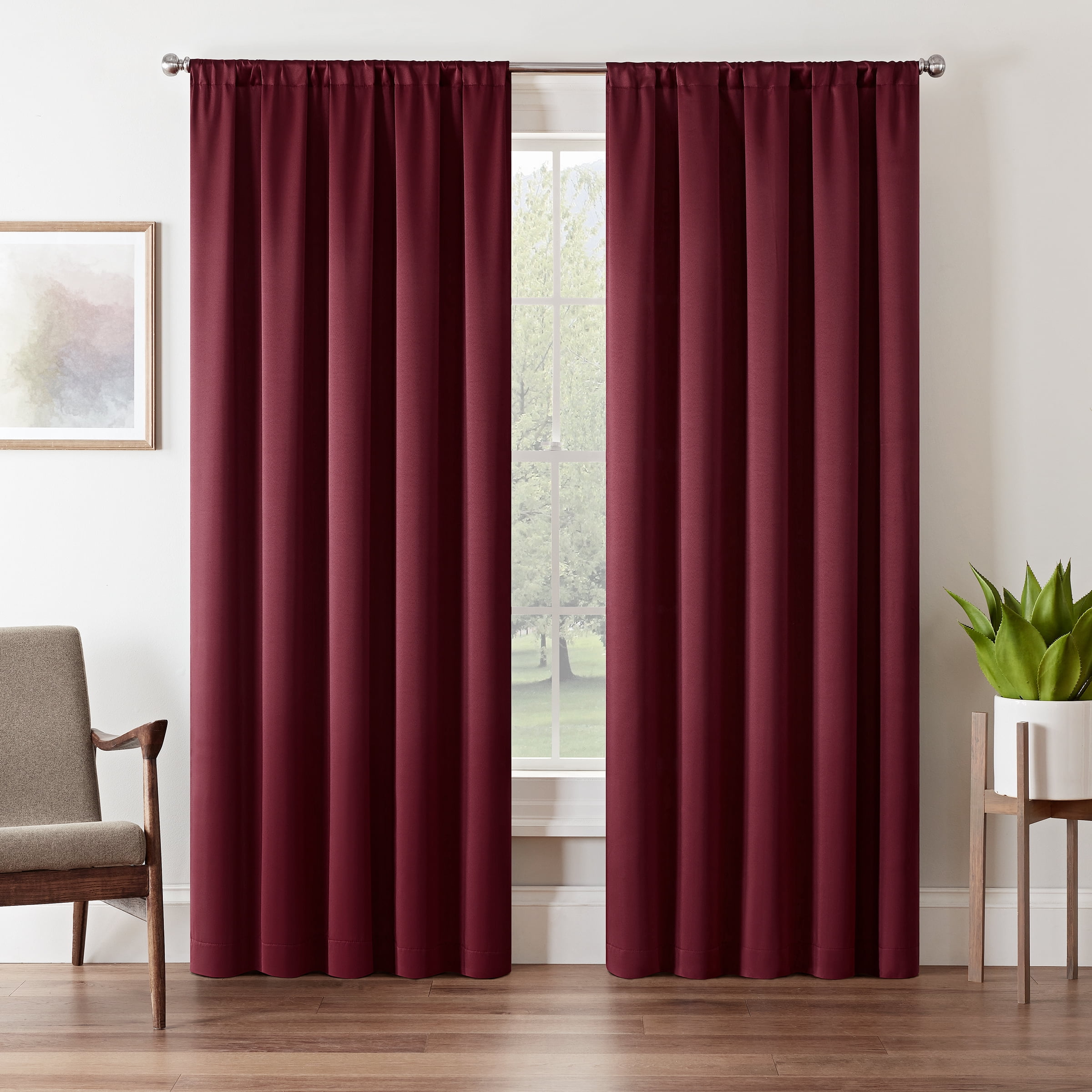 Eclipse Tricia Solid Curtain Panel, Room Darkening Rod Pocket Curtain ...