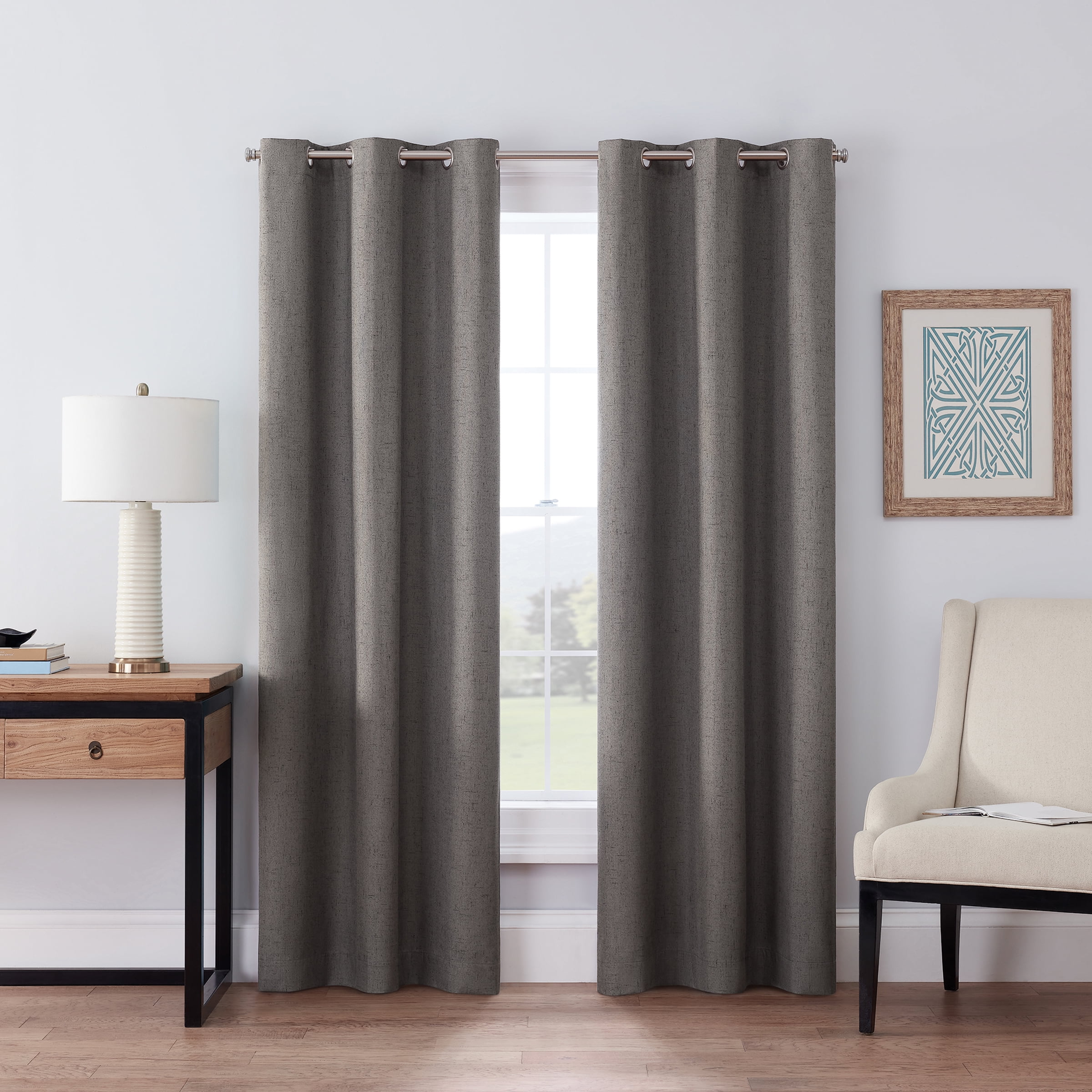 Eclipse Curtain Panel 100% Polyester SMOKE Gray 2 Count WINDSOR THERMA ...