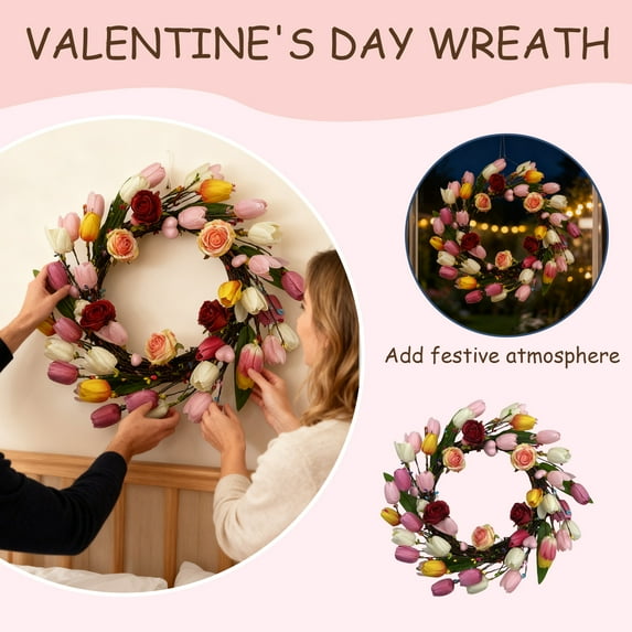 EclipseJewels 18-Inch 3D Valentine's Day Wreath Door Hanging for Home ...