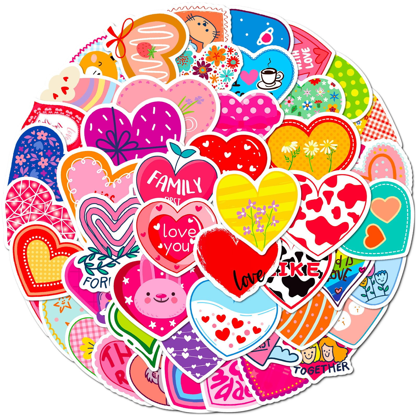 EclipseJewels 50 Pcs Shiny Cute Heart Valentine's Day Stickers for Kids ...