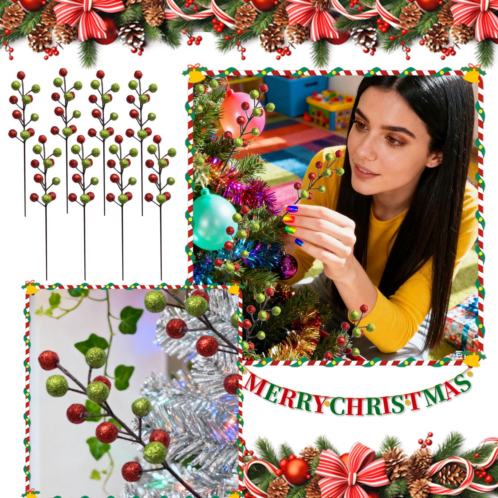EclipseJewels Artificial Green Plants with Needles and Branches ...