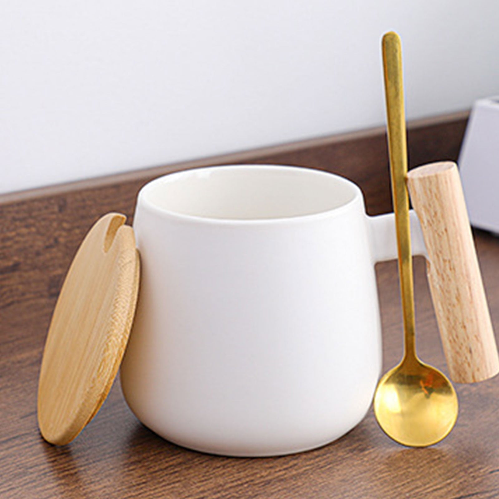 EclipseJewels Ceramic Mug Set with Natural Wooden Handle, Includes Cup ...