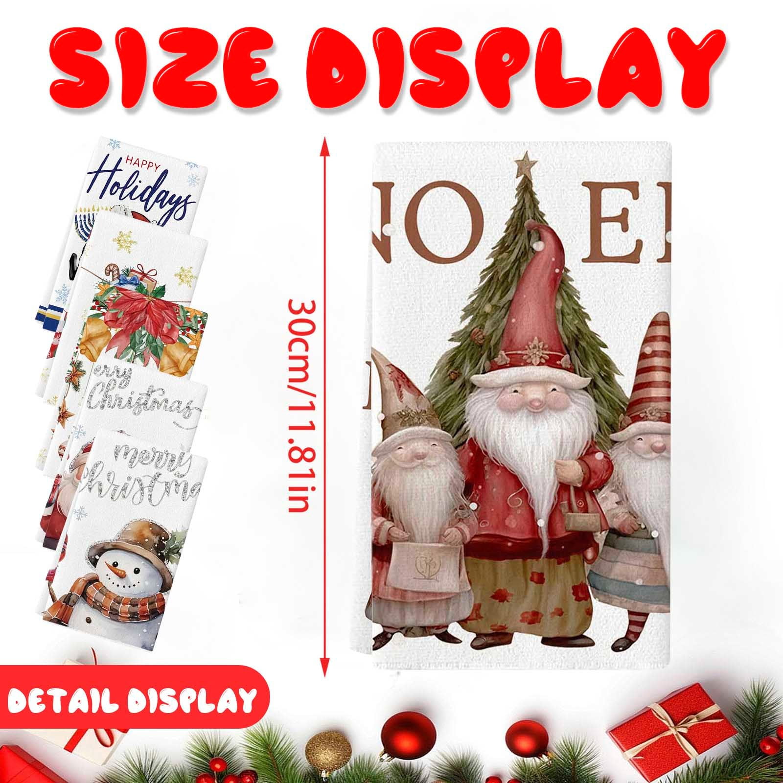 EclipseJewels Christmas Kitchen Towel & Dish Cloth Set, Printed Holiday ...
