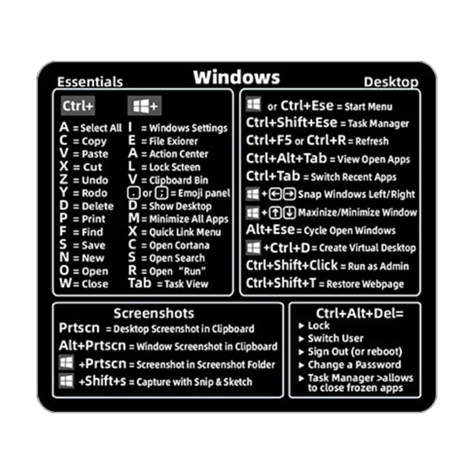 EclipseJewels Computer Keyboard Shortcut Stickers for Windows & Mac ...