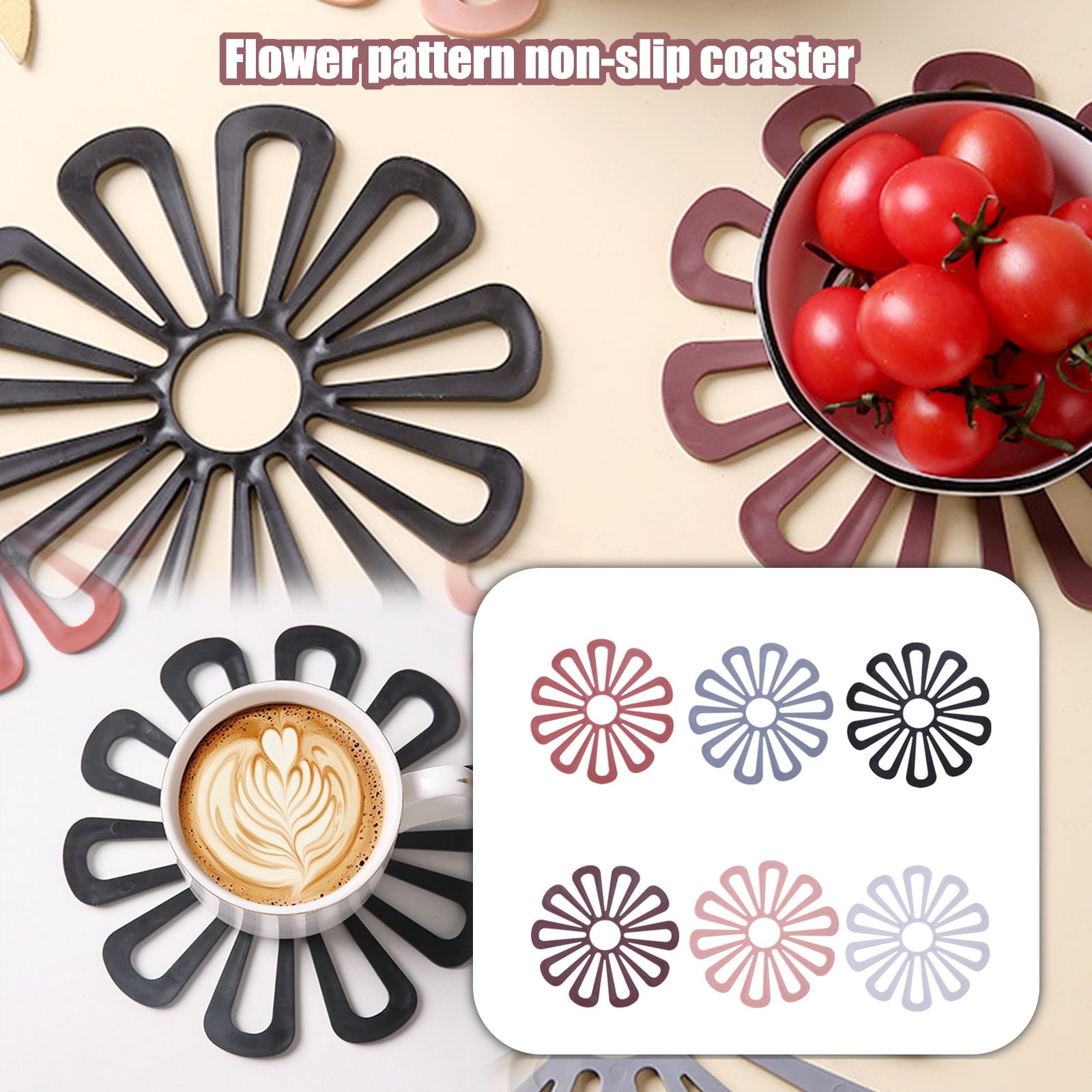 EclipseJewels Nordic Style Flower Pattern Non-Slip Tea Coaster ...
